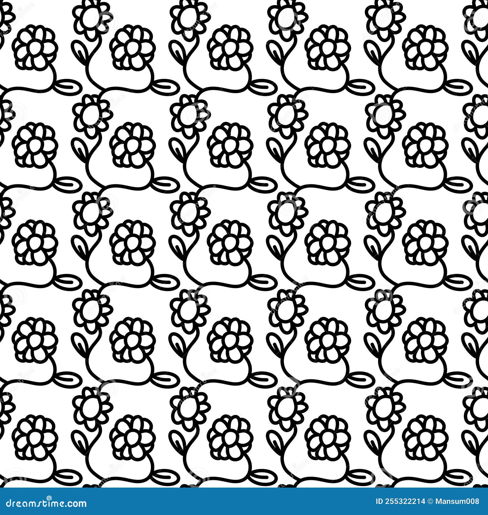 Seamless Pattern of Flower Cartoon Stock Illustration - Illustration of ...