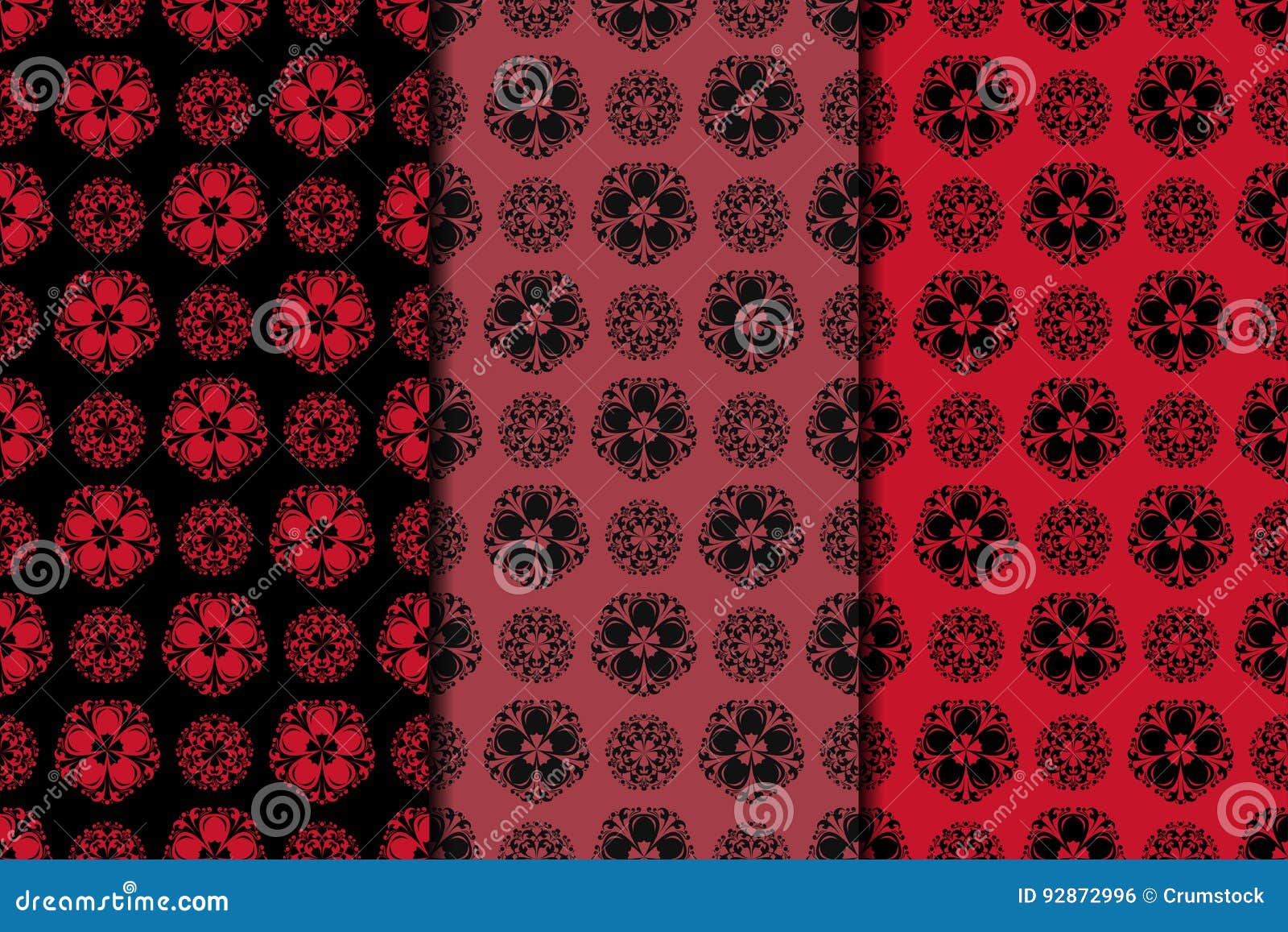 Seamless Pattern with Flower Element. Red and Black Abstract Wallpaper ...