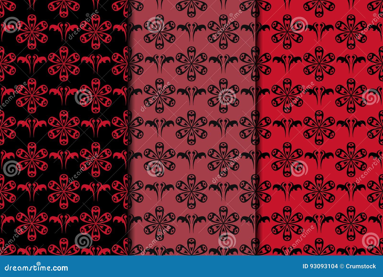 Seamless Pattern with Flower Element. Red and Black Abstract Wallpaper ...