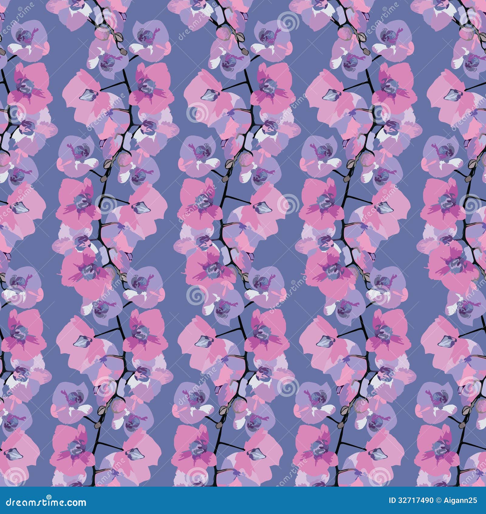 Seamless Pattern of Flower Orchids Stock Vector - Illustration of ...