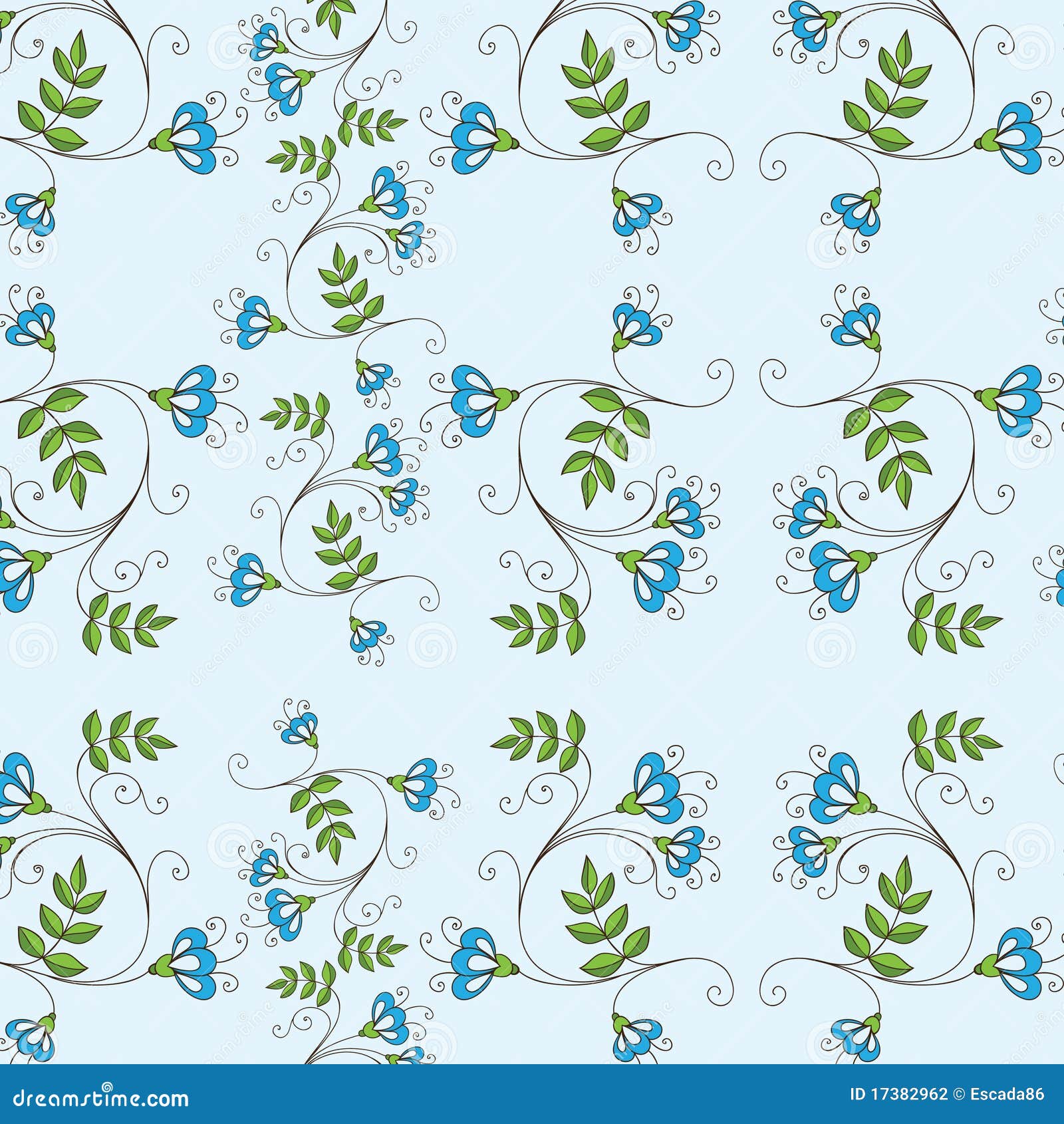 Seamless Pattern With Flowers Stock Vector - Illustration of curve ...