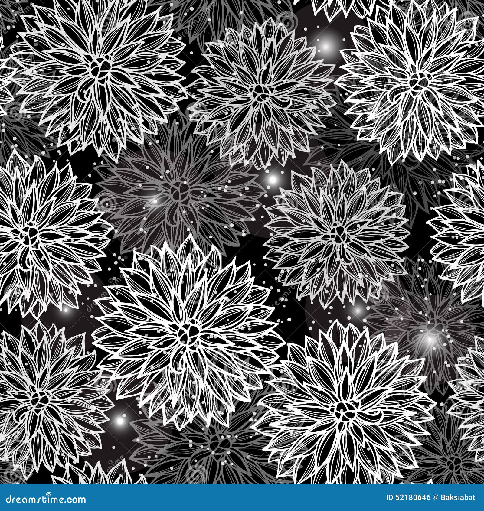 Seamless Pattern with Flowers Dahlia Stock Vector - Illustration of ...