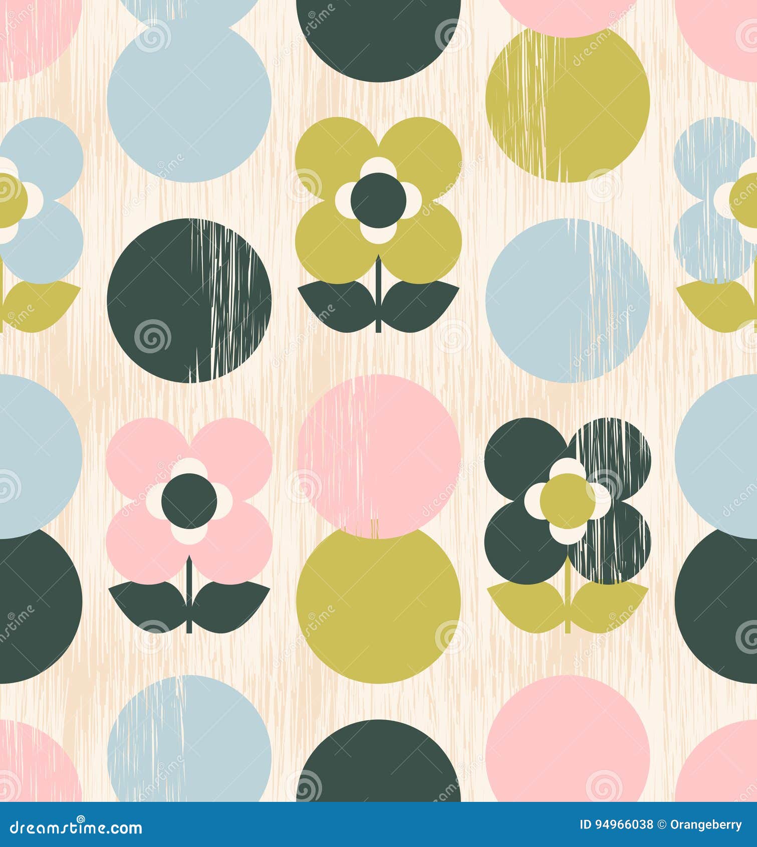 Seamless Pattern with Flowers and Dots Stock Vector - Illustration of ...