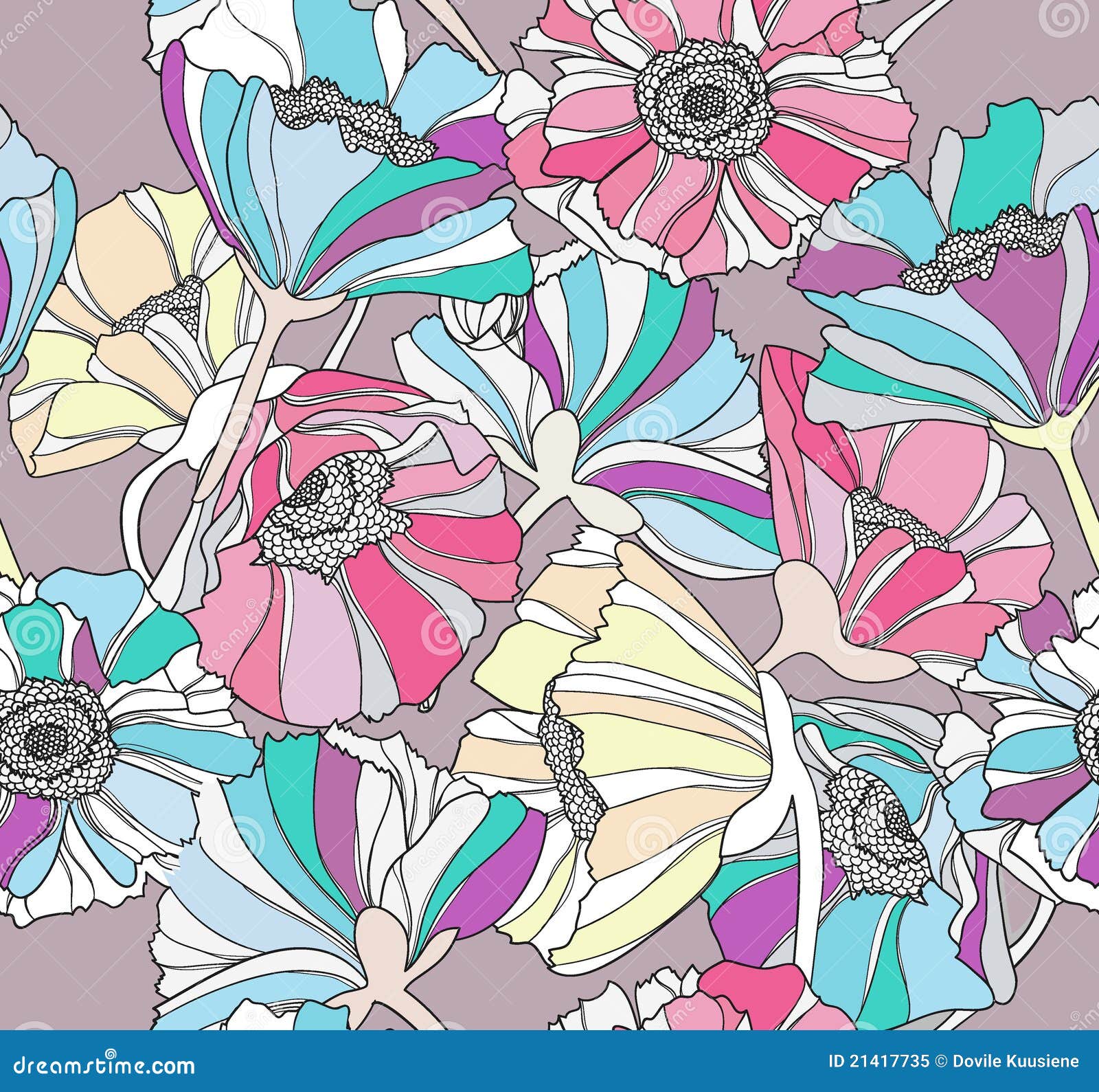 Seamless Pattern with Flowers.Floral Background. Stock Vector ...
