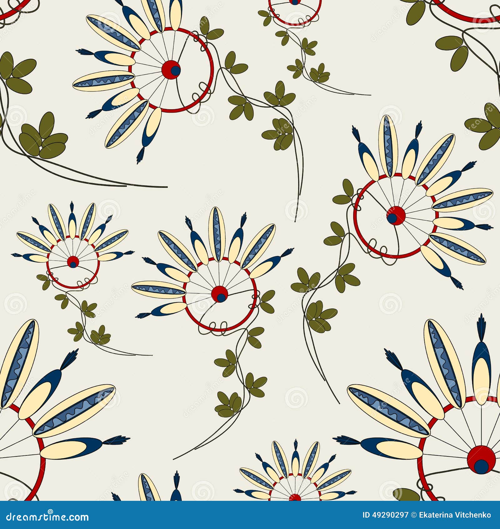 Seamless Pattern with Flowers Indians Stock Vector - Illustration of ...