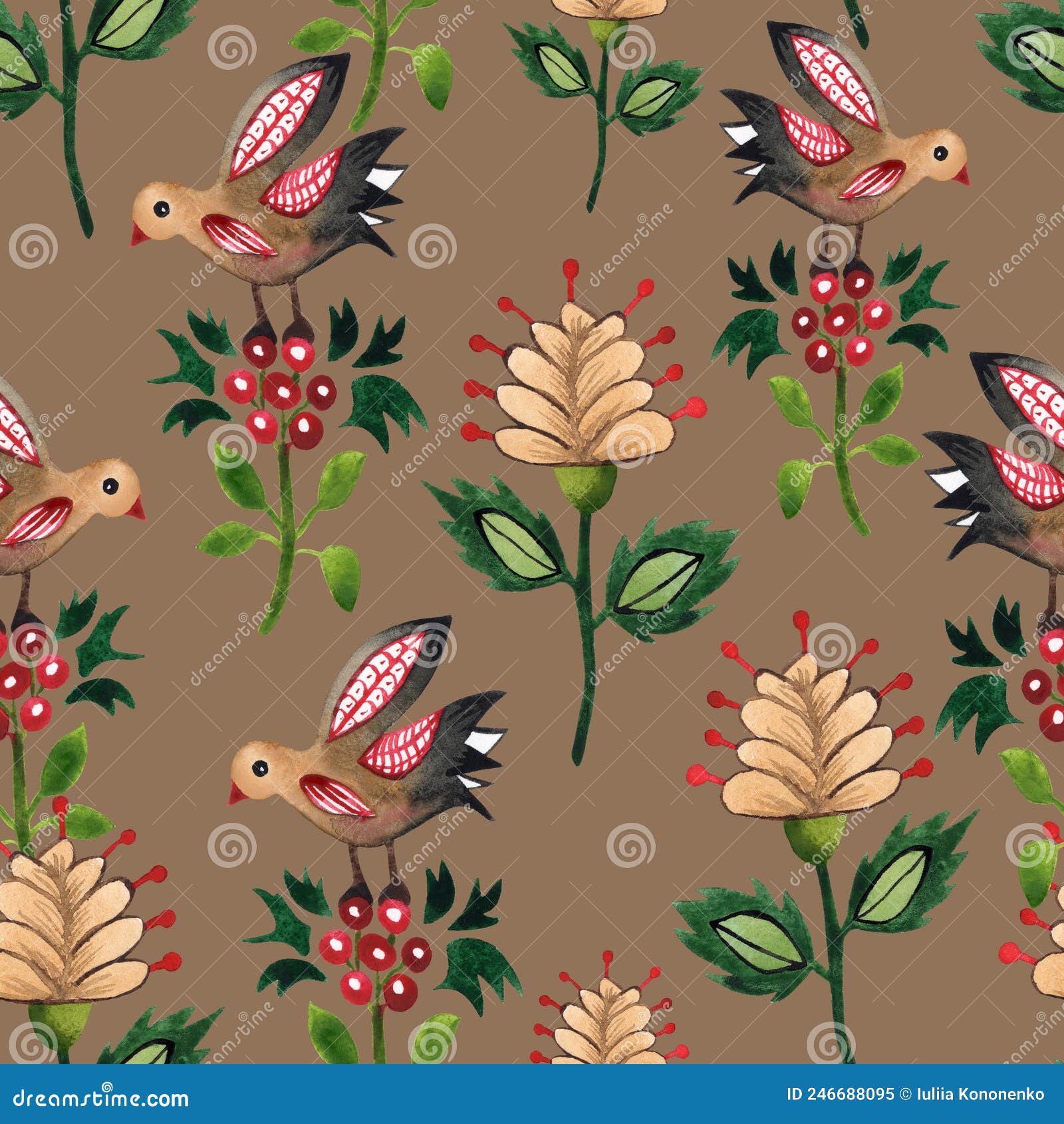 Seamless Pattern of Flowers, Isolation Stock Illustration ...
