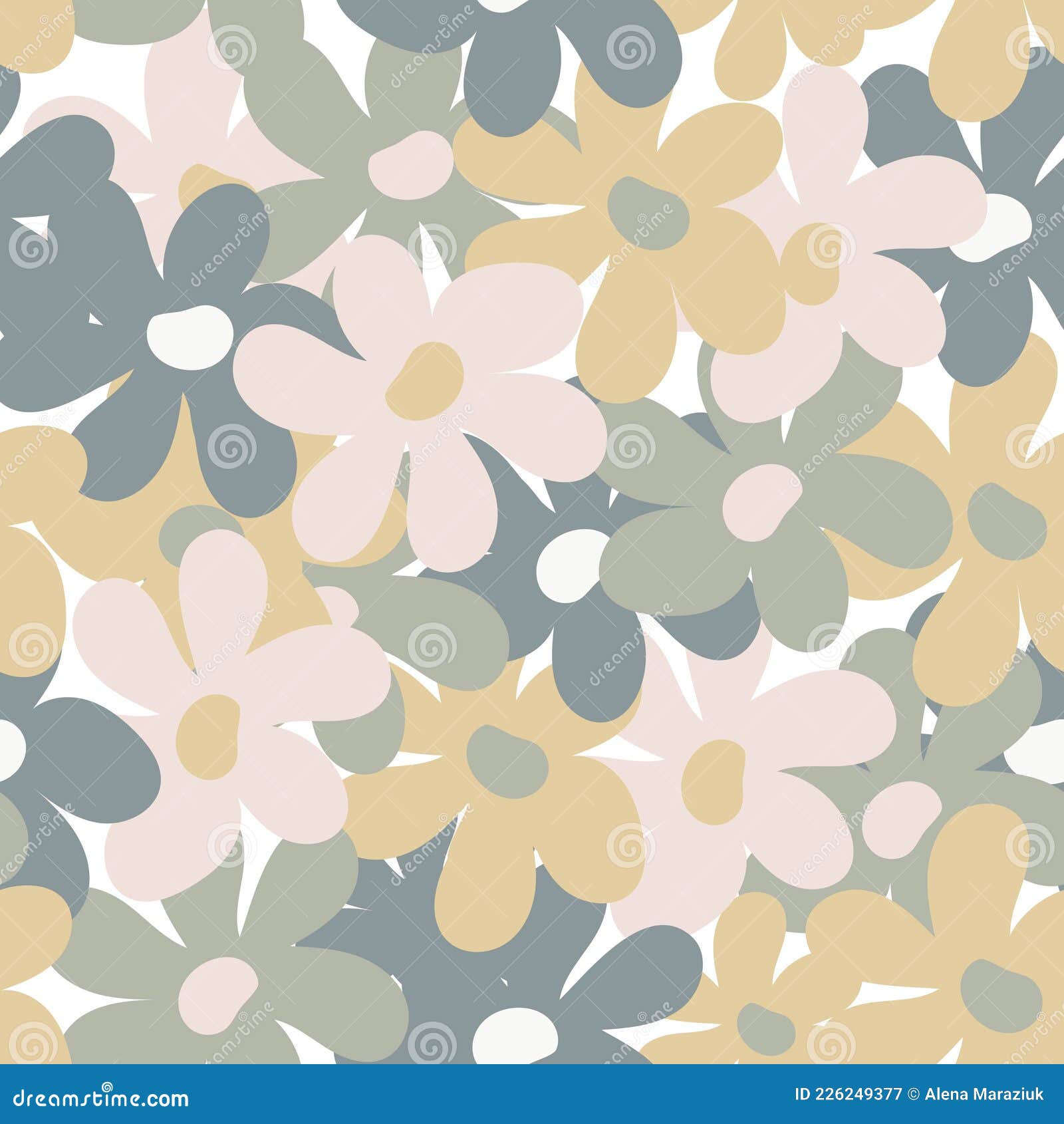 Seamless Pattern of Flowers. Pale Colors. Vector Illustration. Stock ...