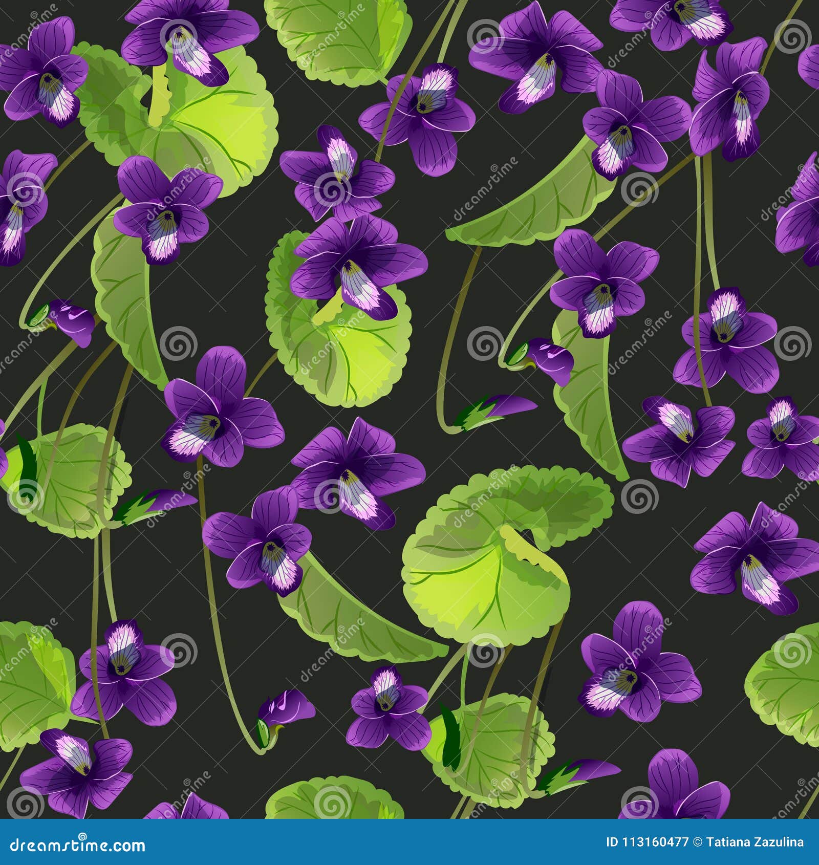 Seamless Pattern with Flowers Violet Stock Vector - Illustration of ...