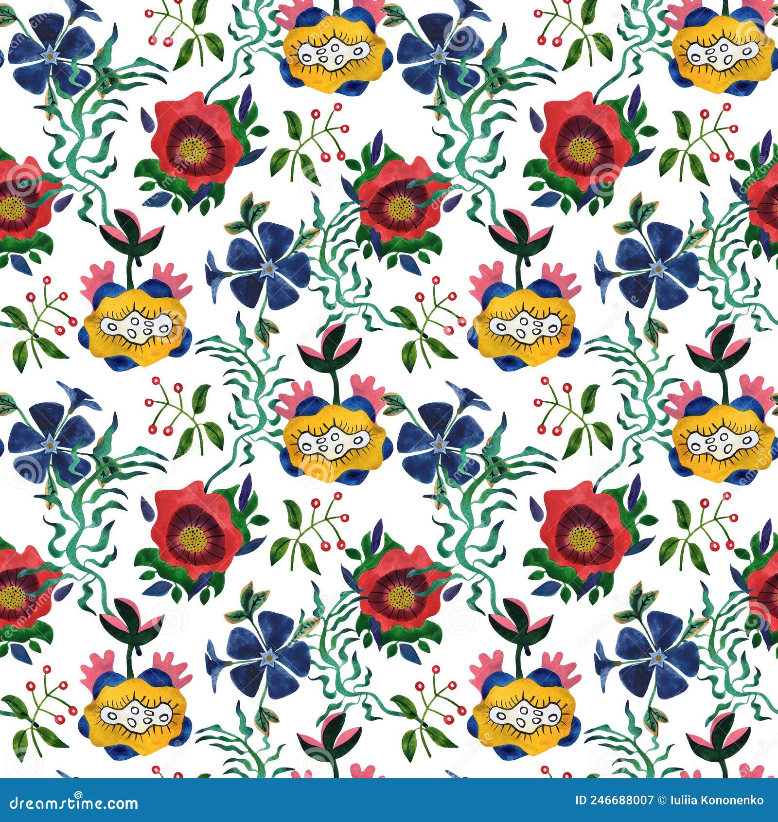 Seamless Pattern of Flowers, Which are Made in the Style of Avant-garde ...