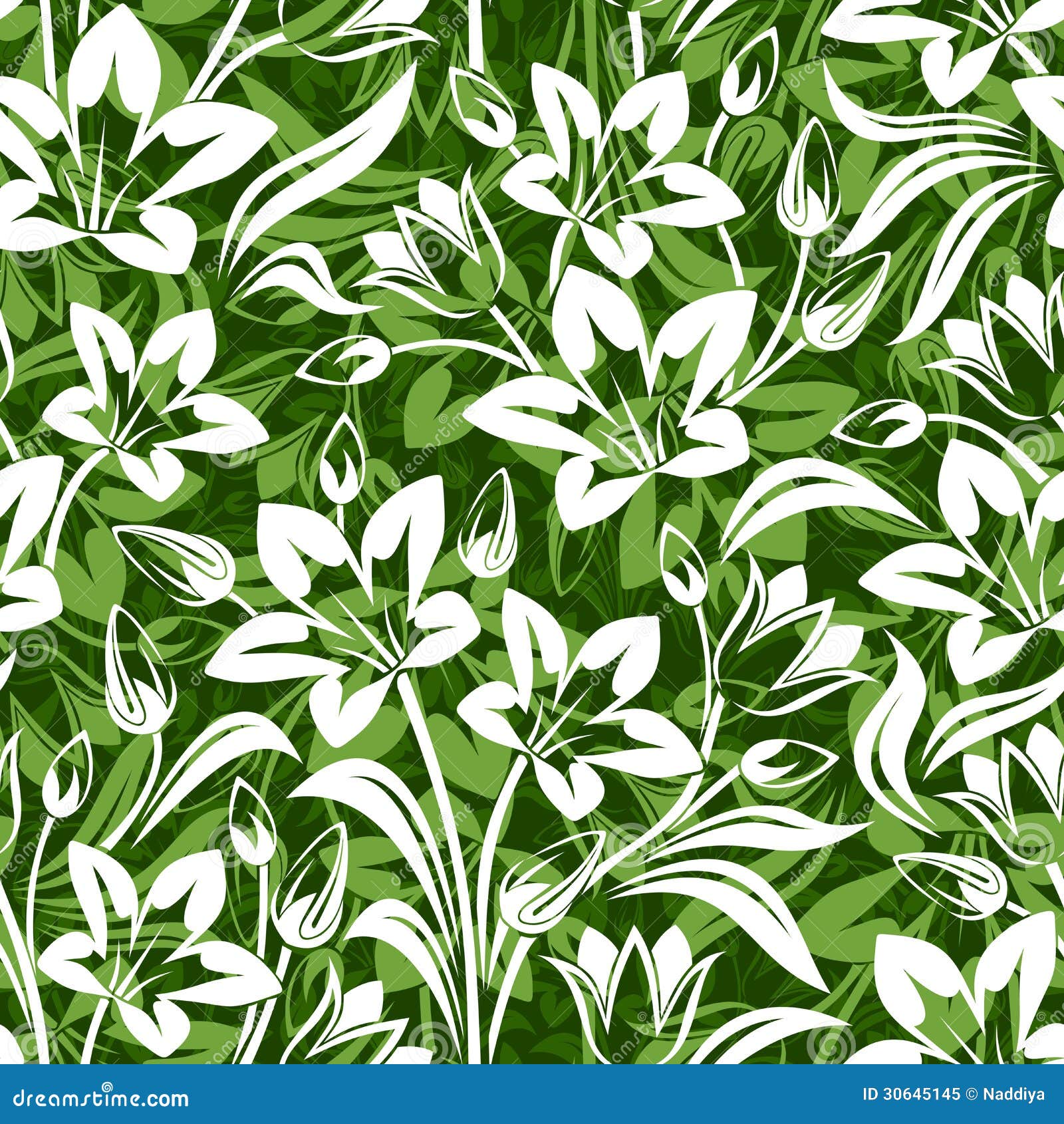 Vector Seamless Pattern with Flowers. Stock Vector - Illustration of ...