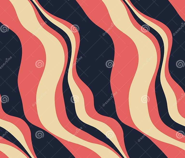 Seamless Pattern with Flowing Continuous Shapes. Abstract Retro ...