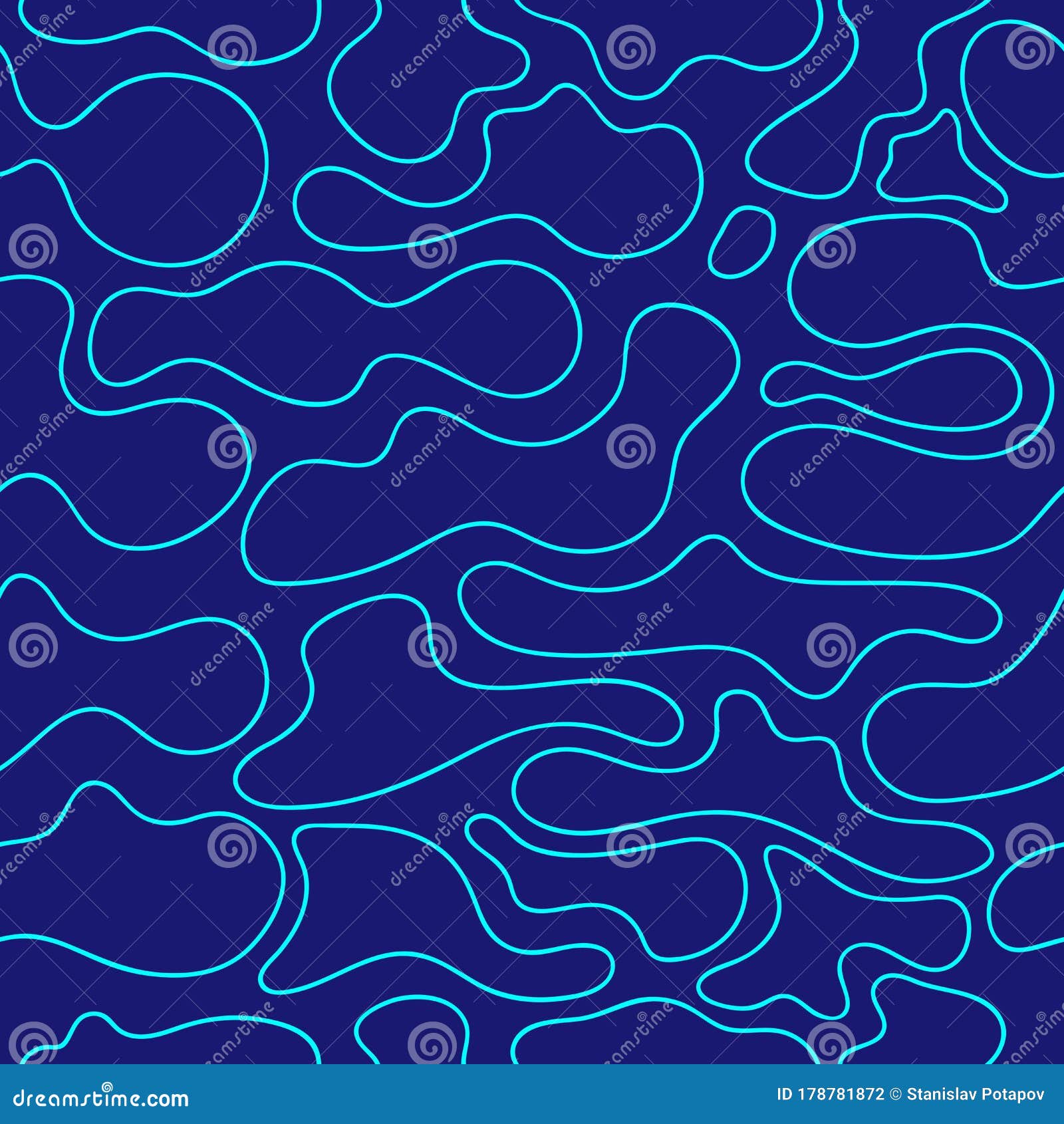 Seamless Pattern with Fluid Abstract Liquid Stroke Shapes Stock ...