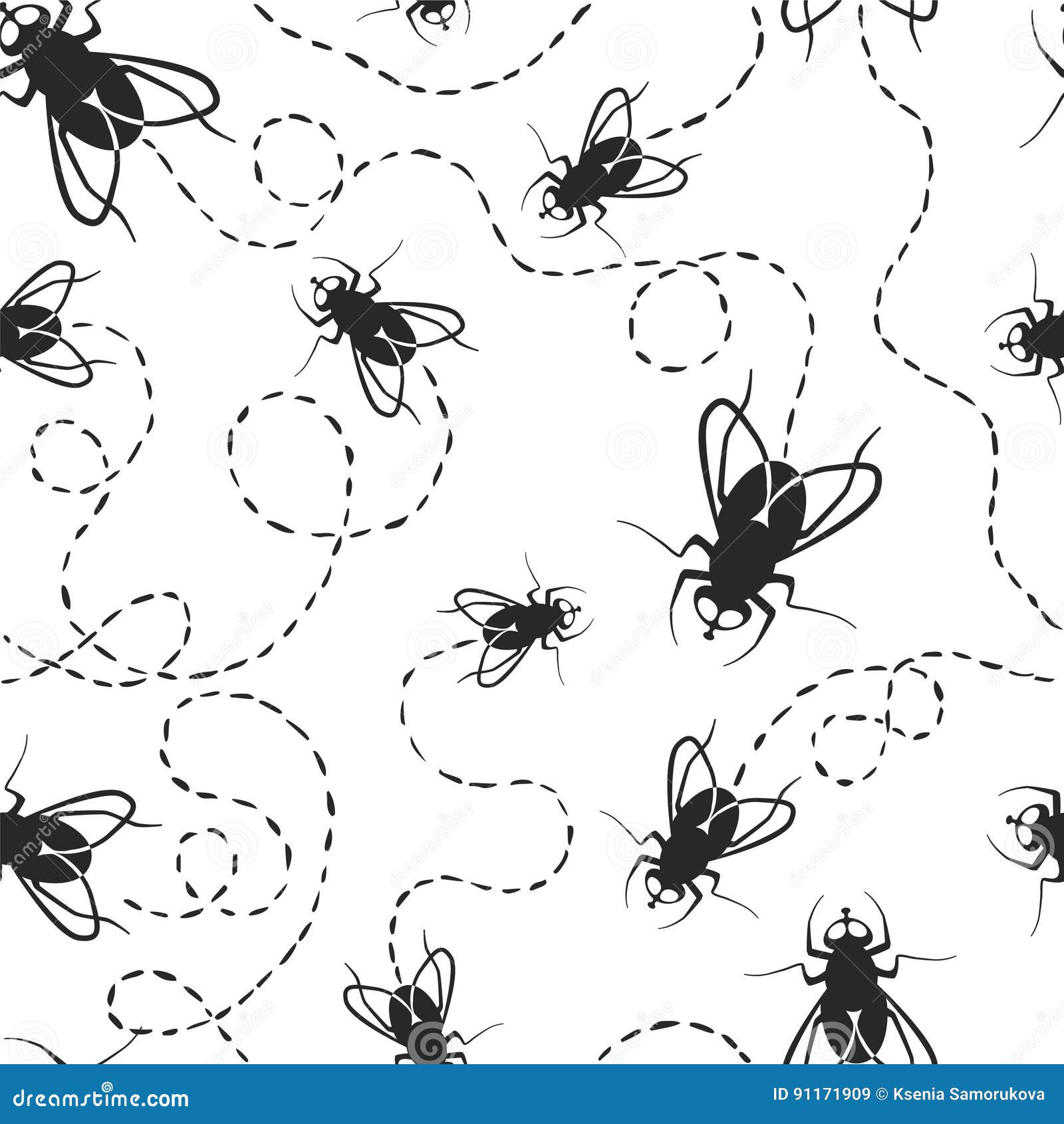 Seamless Pattern - Fly with Traces Stock Vector - Illustration of ...