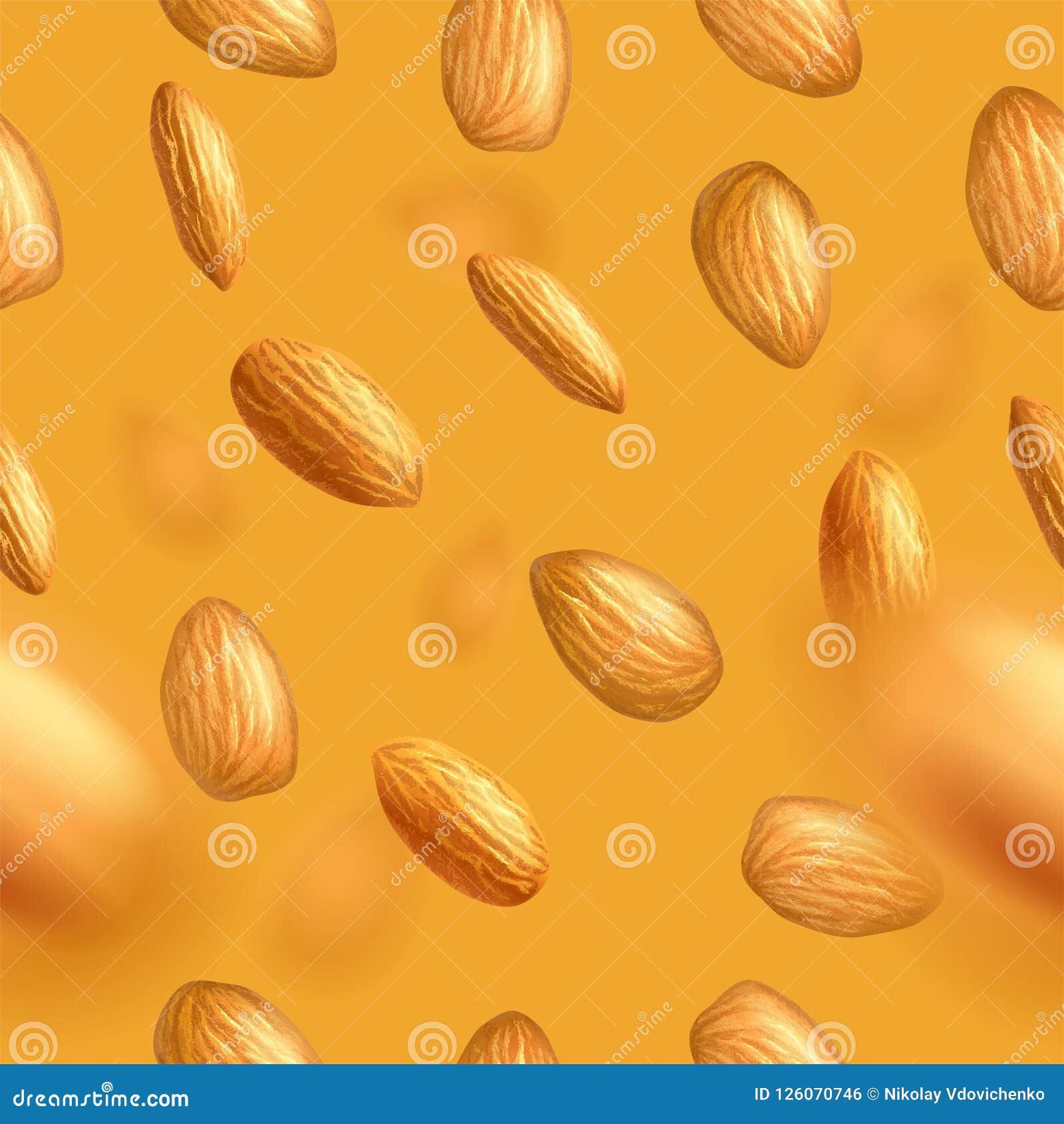 Seamless Pattern with Flying Almonds. Realistic Illustration Stock ...