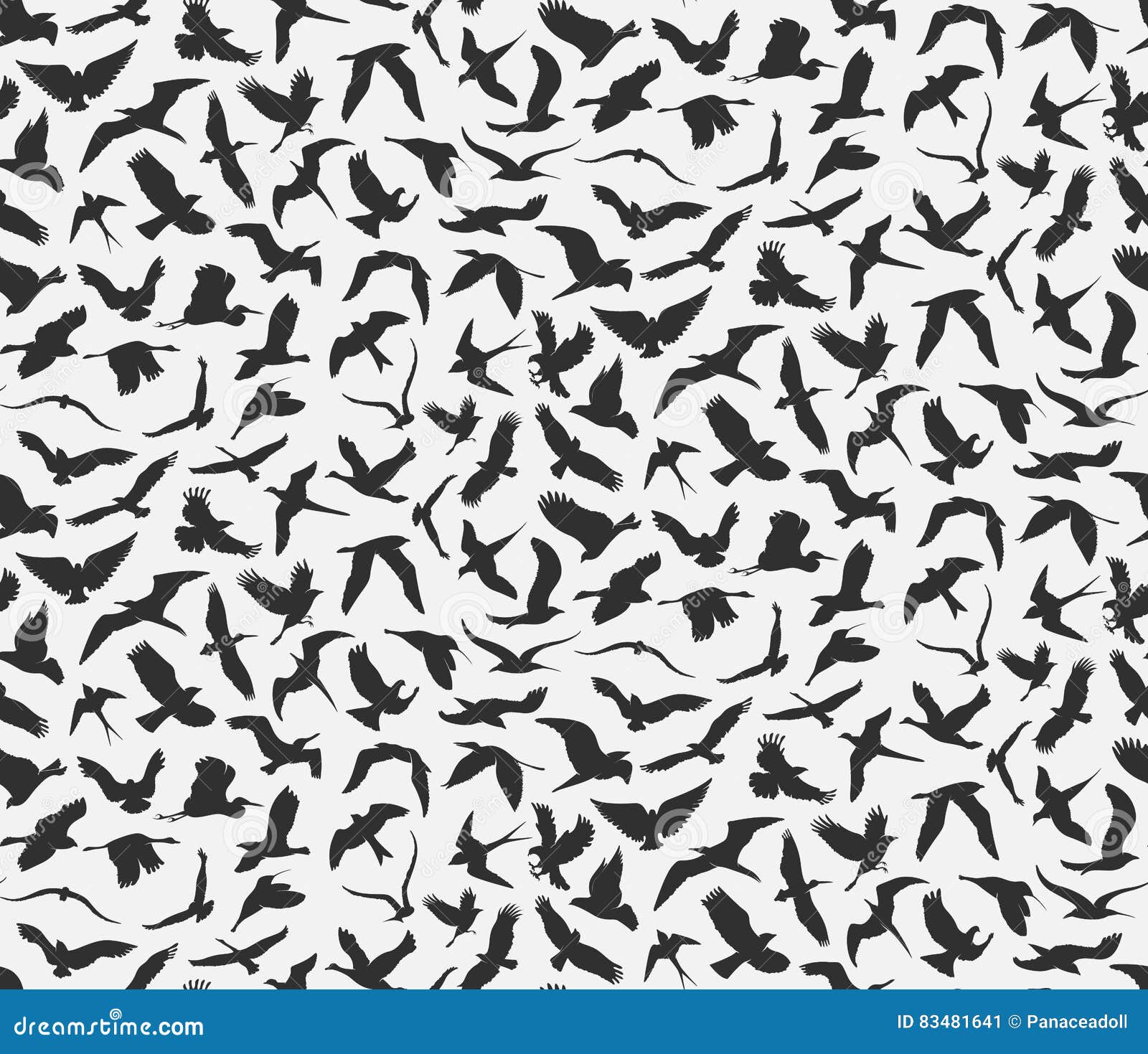 Seamless Pattern of Flying Birds Stock Illustration - Illustration of ...