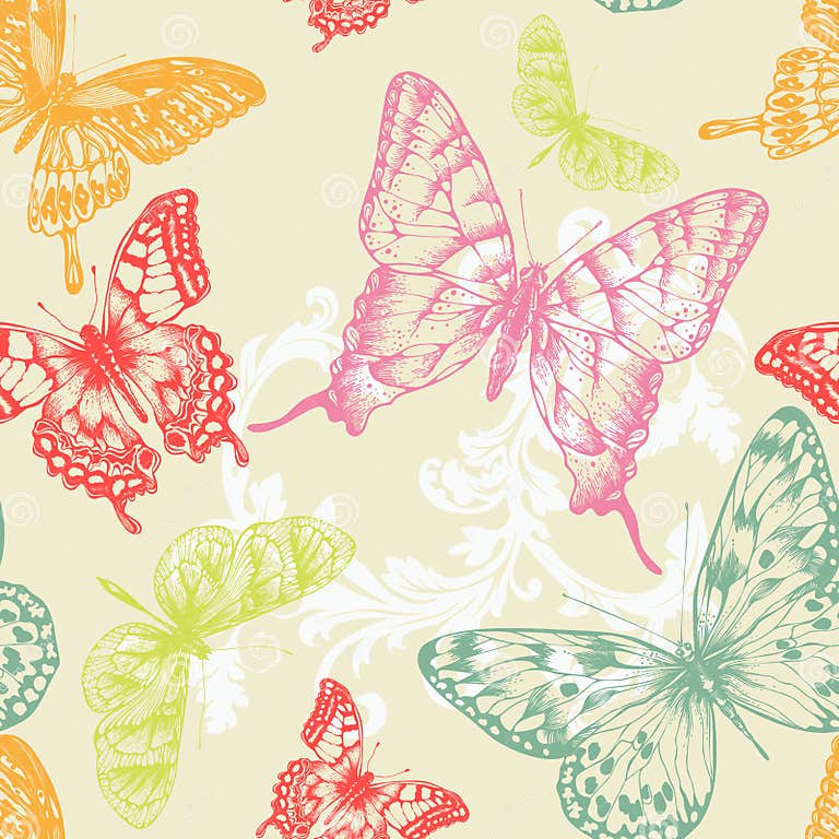Seamless Pattern with Flying Butterflies Stock Vector - Illustration of ...