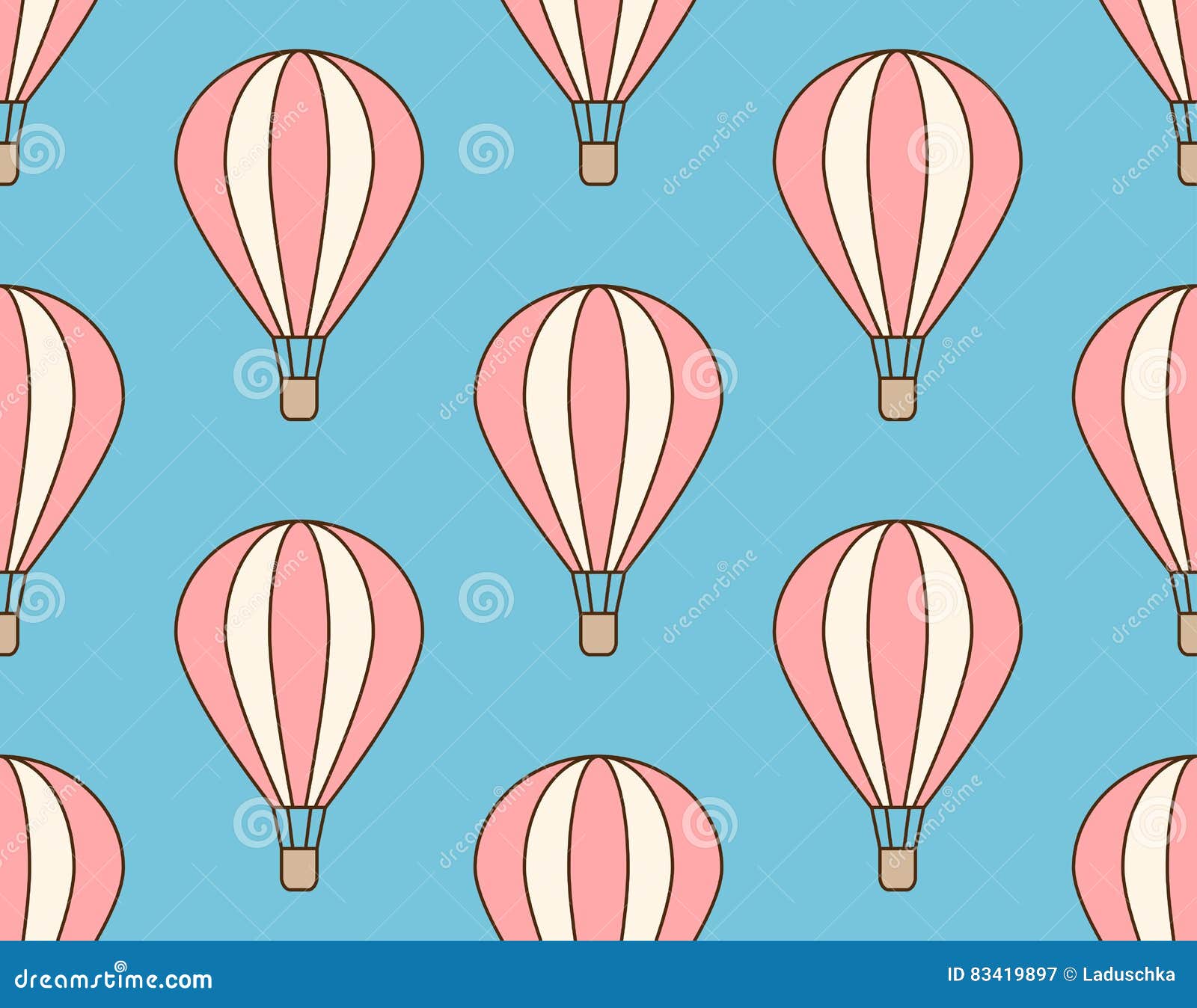 Seamless Pattern of Flying Cartoon Air Balloons Stock Vector ...