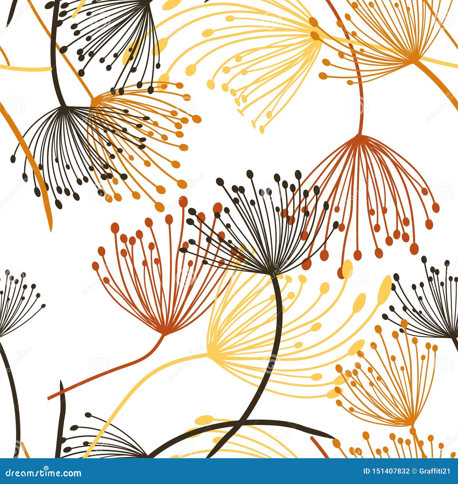 Seamless Pattern. Flying of Dandelion Seeds. Stylish Repeating Texture ...