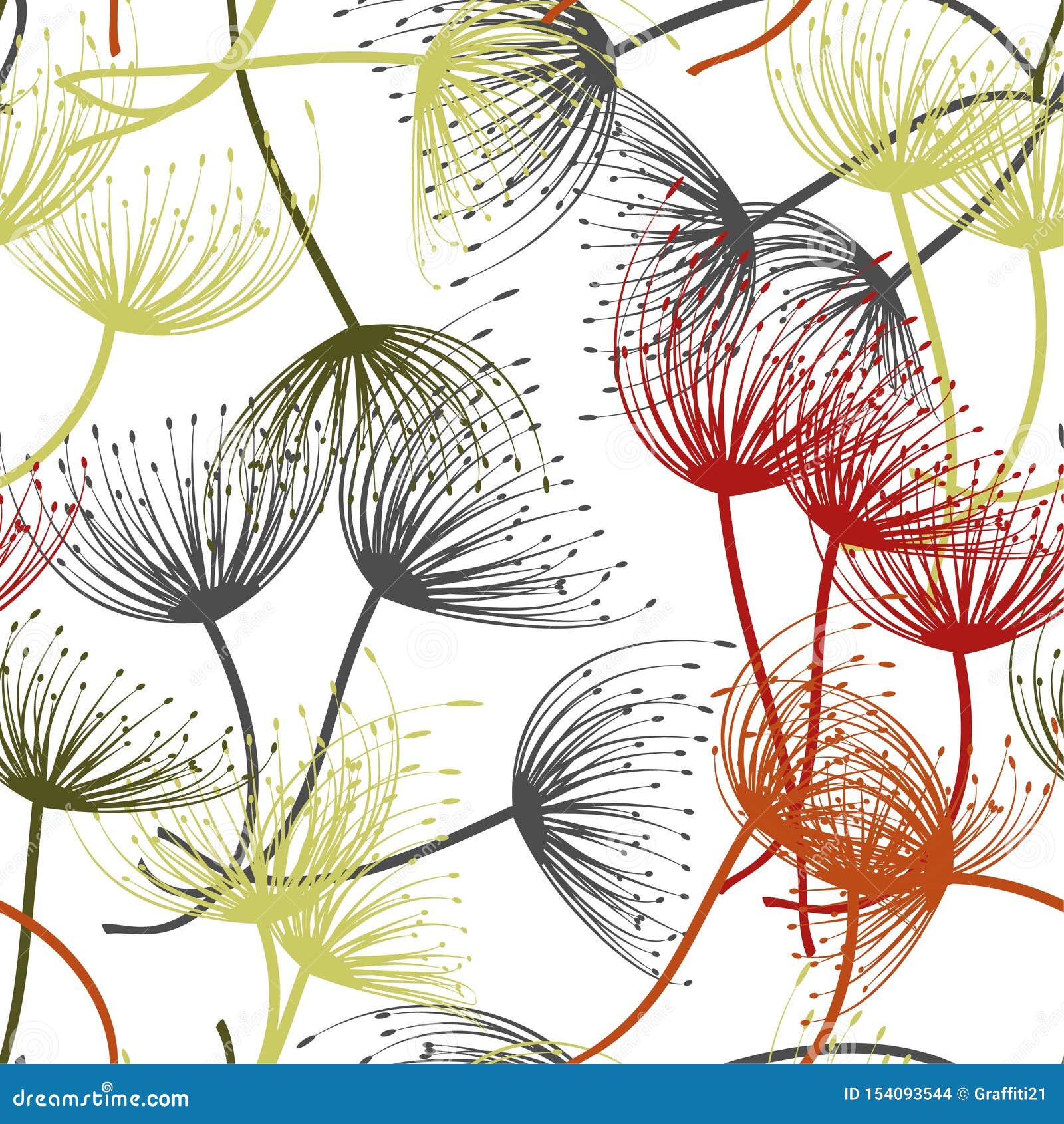 Seamless Pattern. Flying of Dandelion Seeds. Stylish Repeating Texture ...