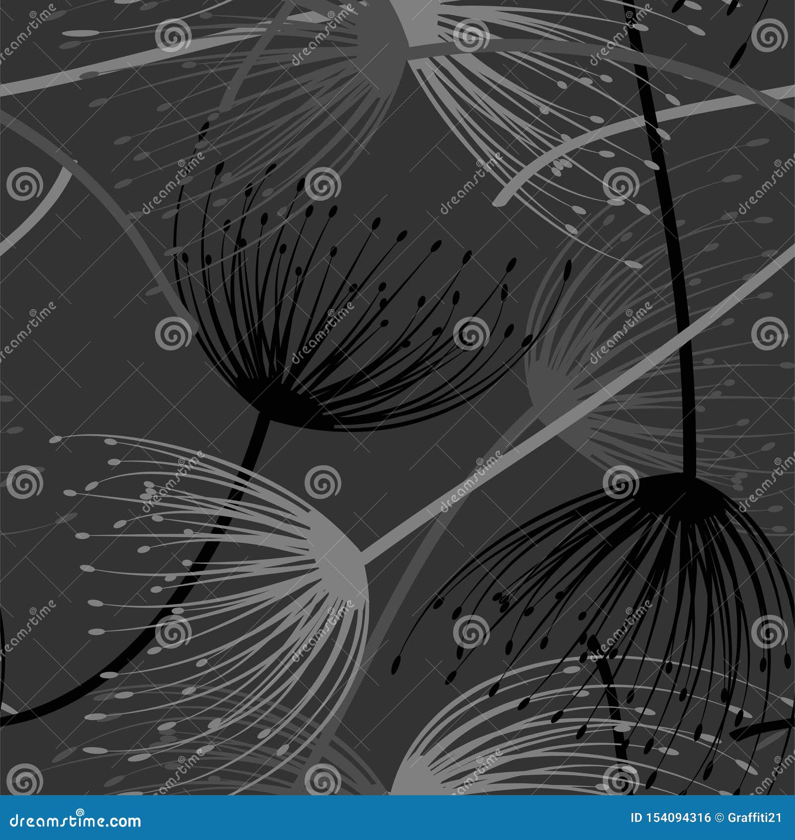Seamless Pattern. Flying of Dandelion Seeds. Stylish Repeating Texture ...