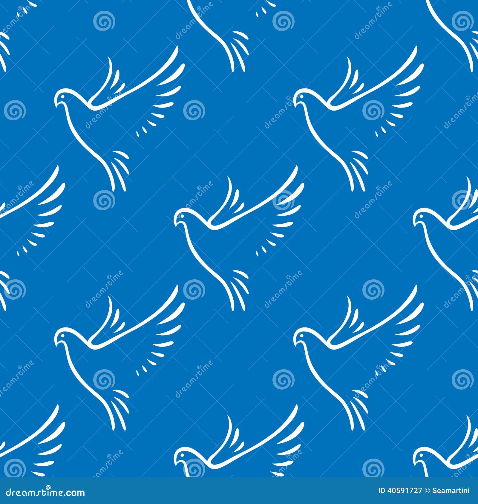 Seamless Pattern of Flying Doves of Peace Stock Vector - Illustration ...