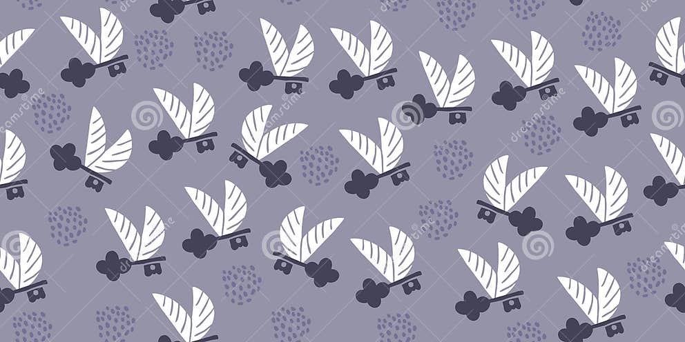 Seamless Pattern with Flying Keys, Wings, Dots Stock Vector ...