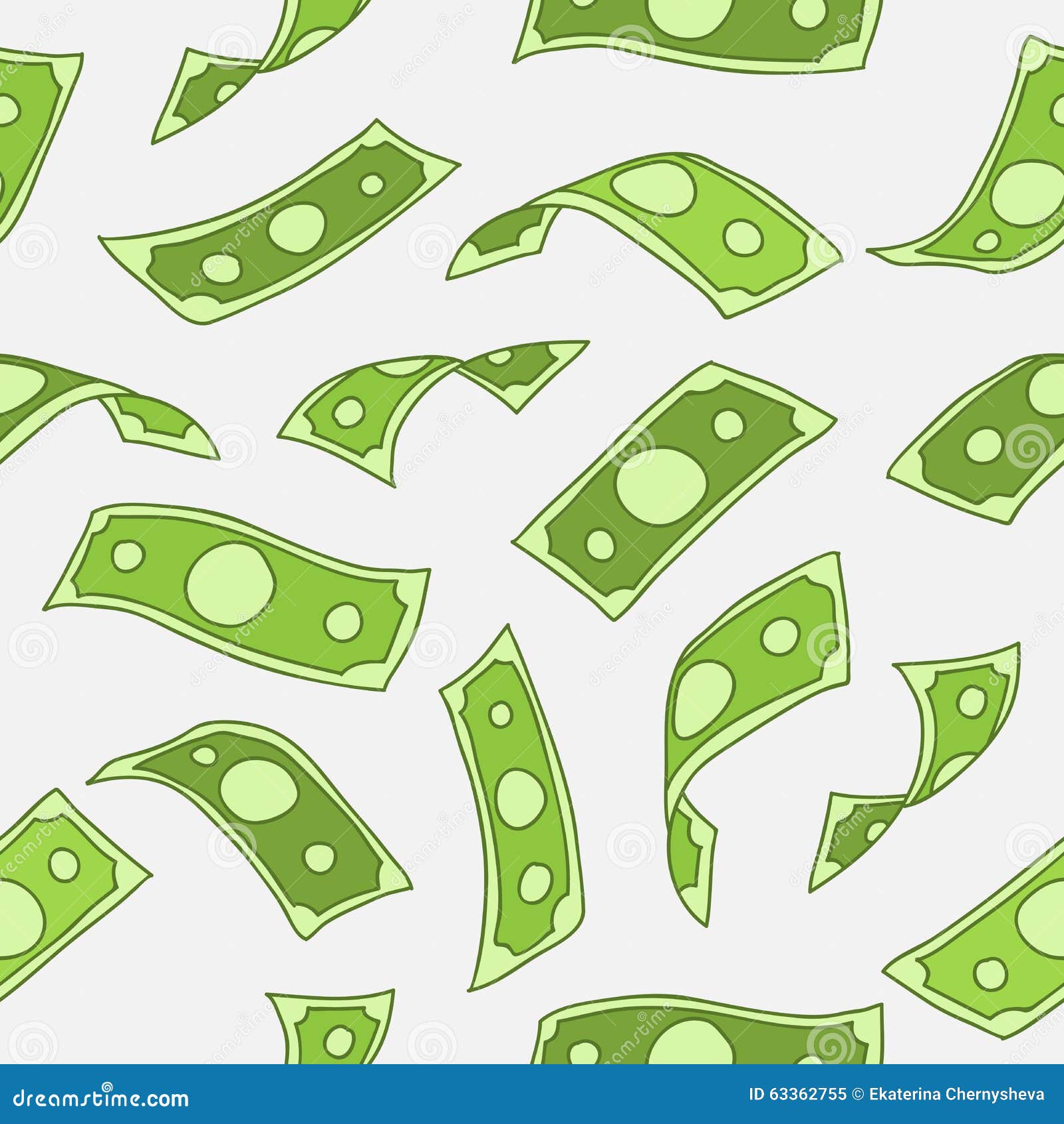 Seamless Pattern of the Flying Paper Money Stock Vector - Illustration ...