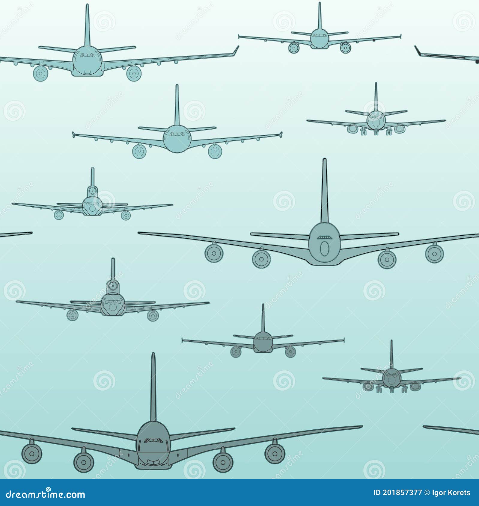 Seamless Pattern Flying Passenger Airplanes from Different Models ...