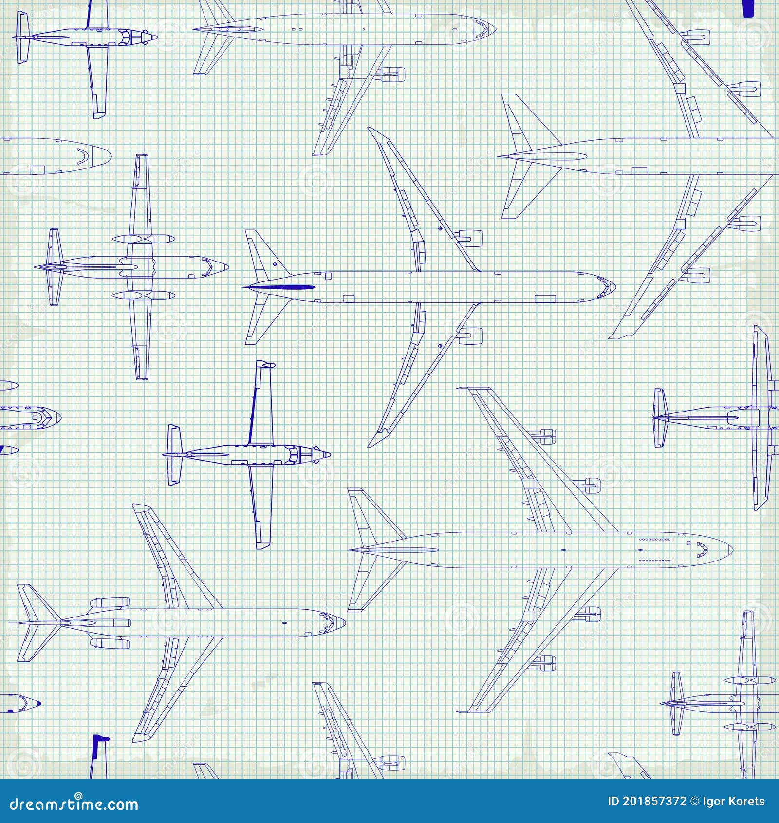 Seamless Pattern Flying Passenger Airplanes from Different Times ...