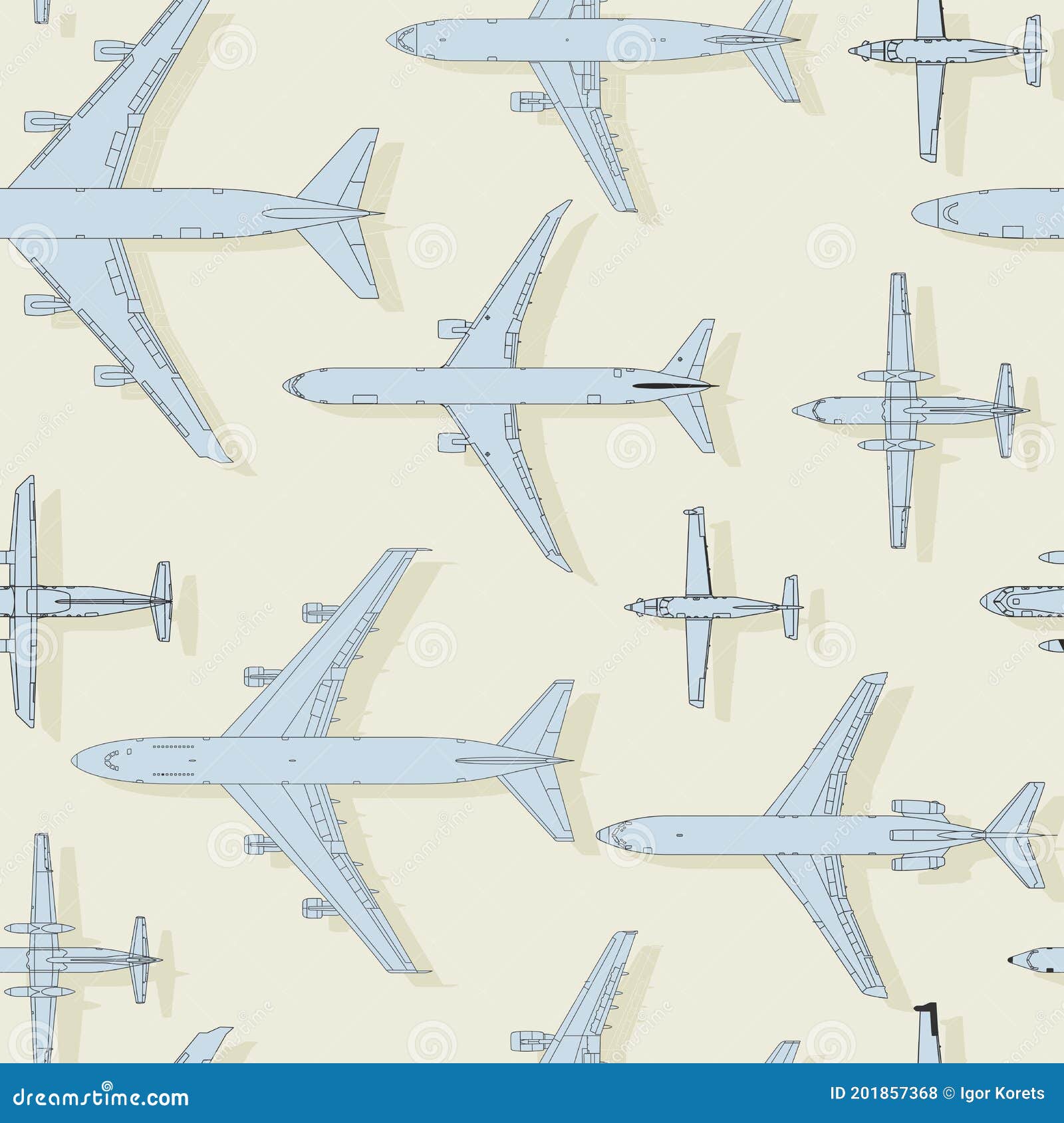 Seamless Pattern Flying Passenger Airplanes from Different Times ...