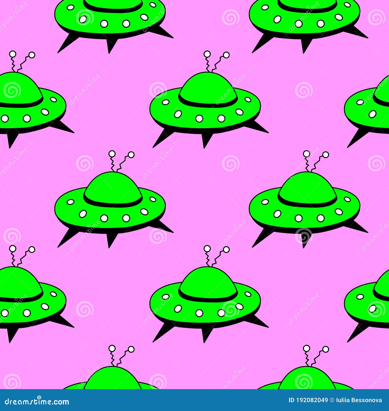Seamless Pattern with Flying Saucers, UFO. Vector Background and ...