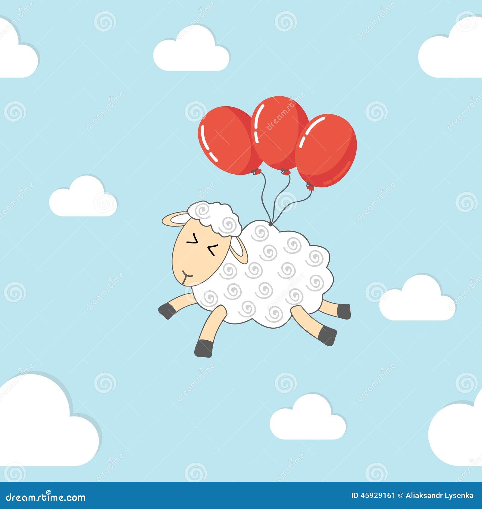 Seamless Pattern - Flying Sheep. Stock Vector - Illustration of balloon ...