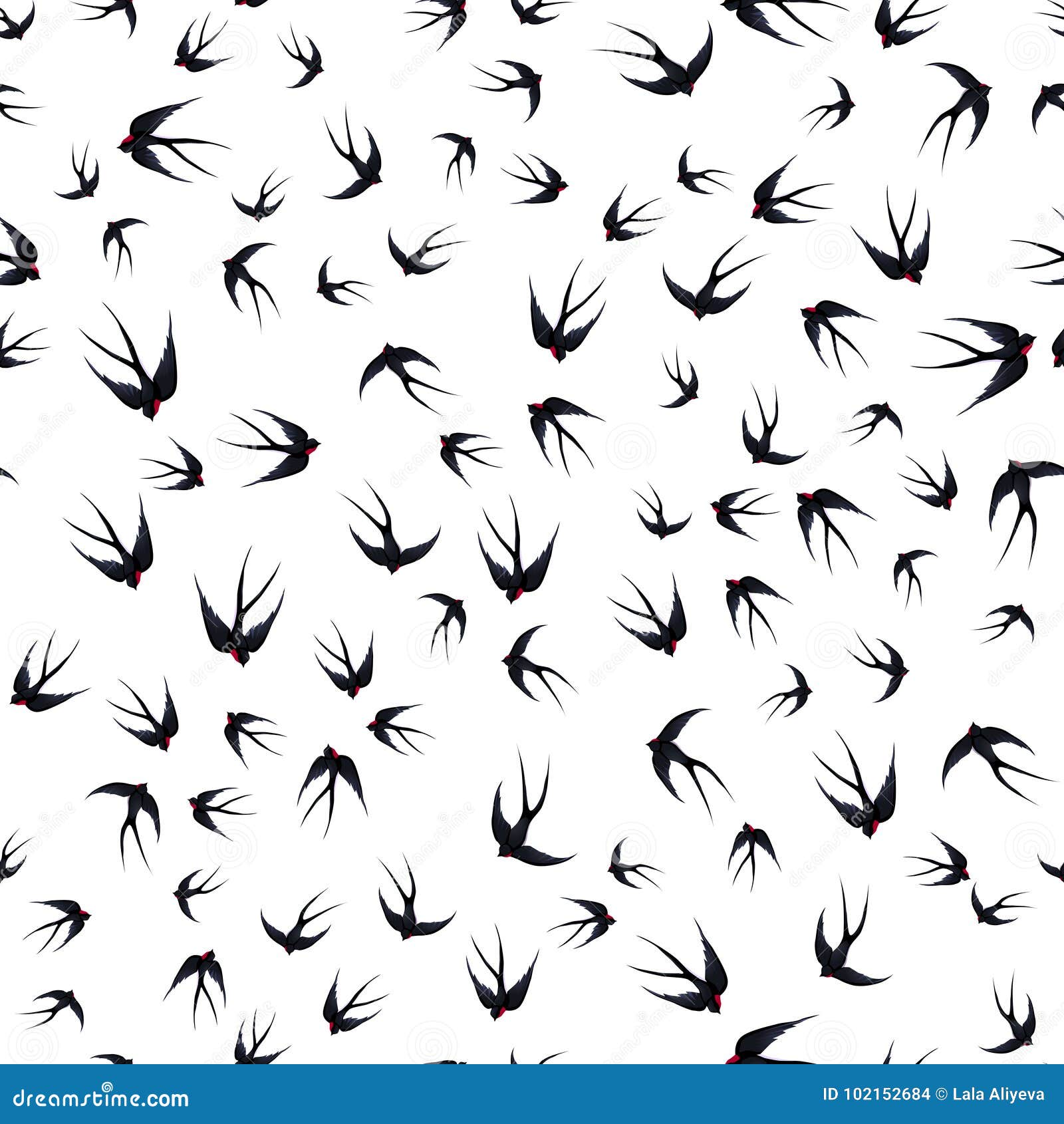 Seamless Pattern with Flying Swallows. Vector Illustration Stock ...