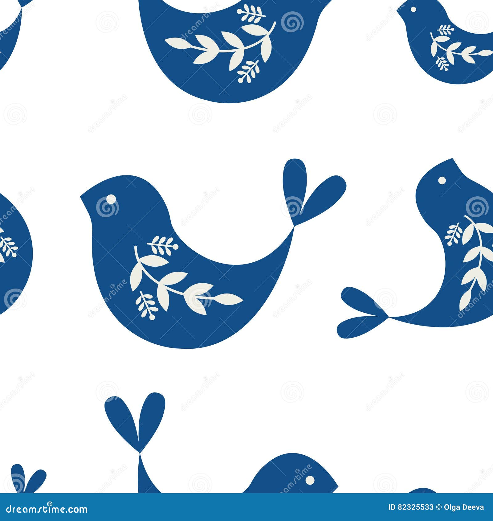 Seamless Pattern with Folk Motif with Birds Stock Vector - Illustration ...