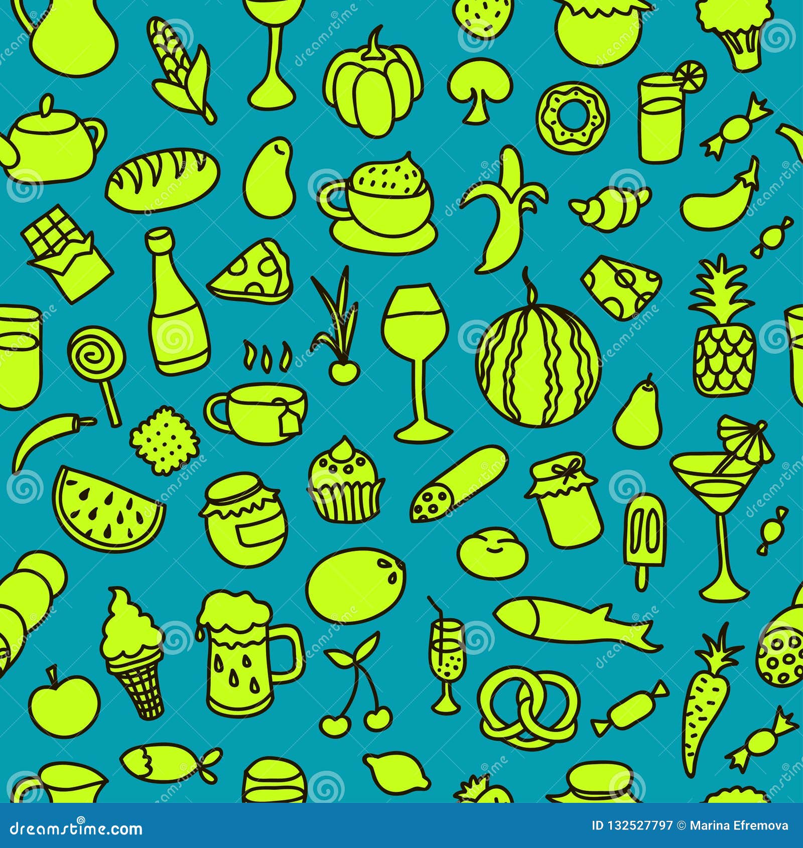Seamless pattern with food stock vector. Illustration of juice - 132527797