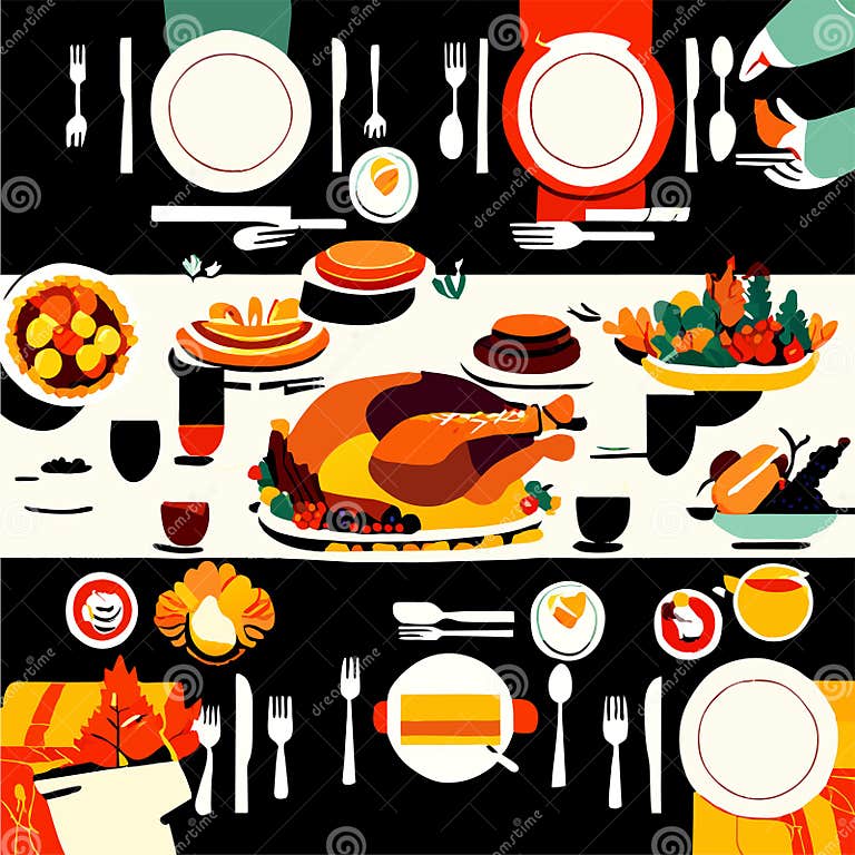 Seamless Pattern with Food on the Table. Vector Illustration Stock ...