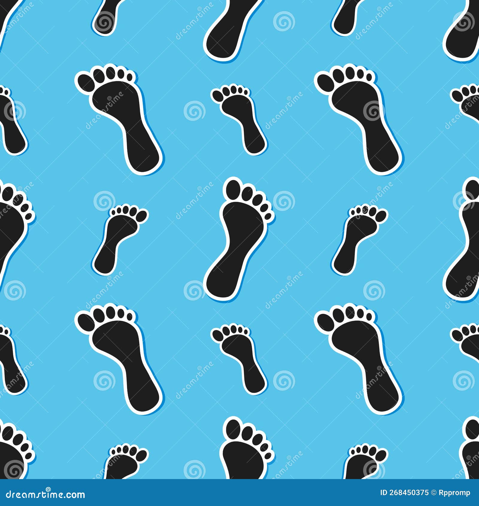 Seamless Pattern with Footprint, Feet, Footstep from the Water on Sand ...