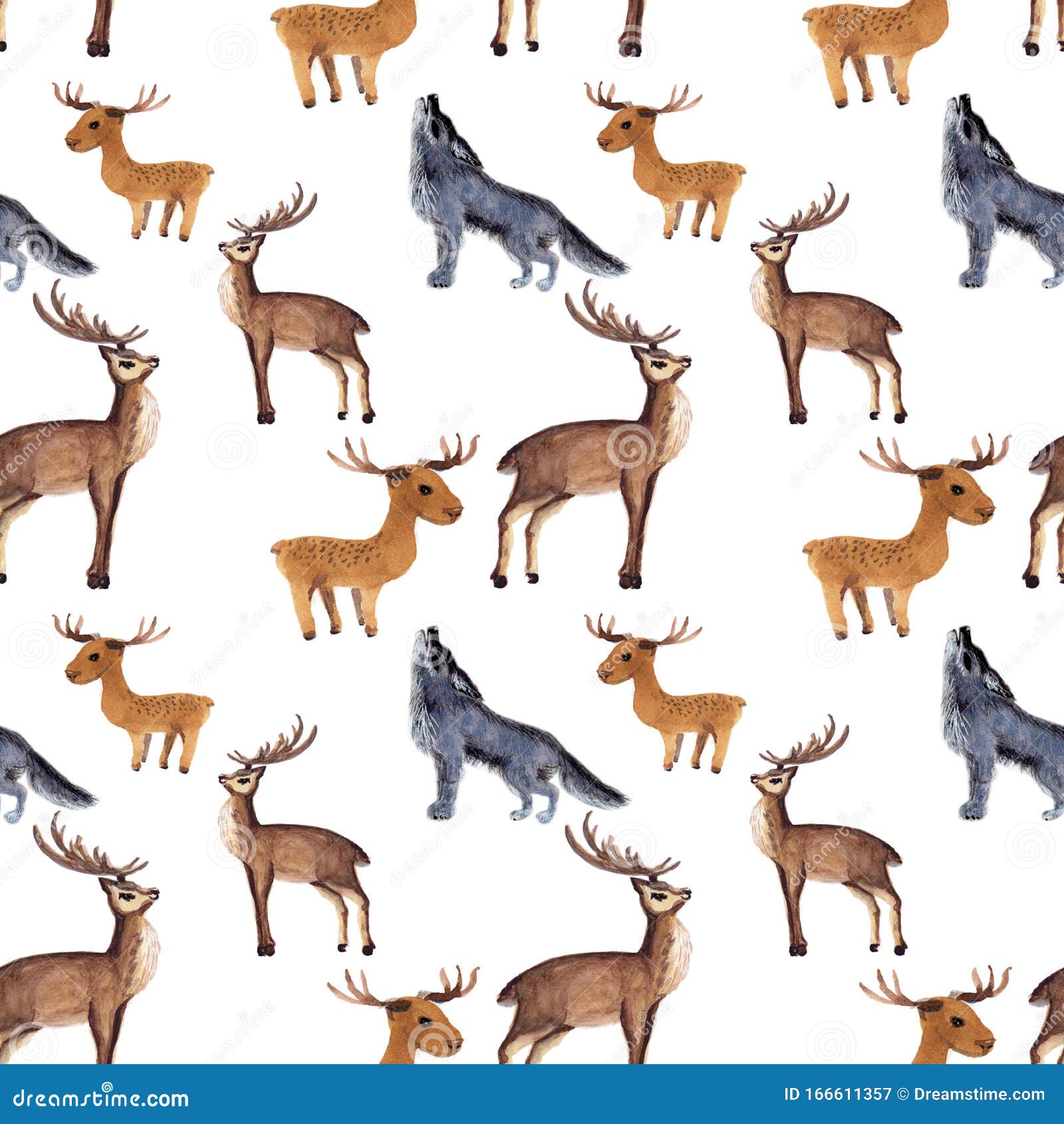Seamless Pattern with Forest Animals on a White Background Stock ...