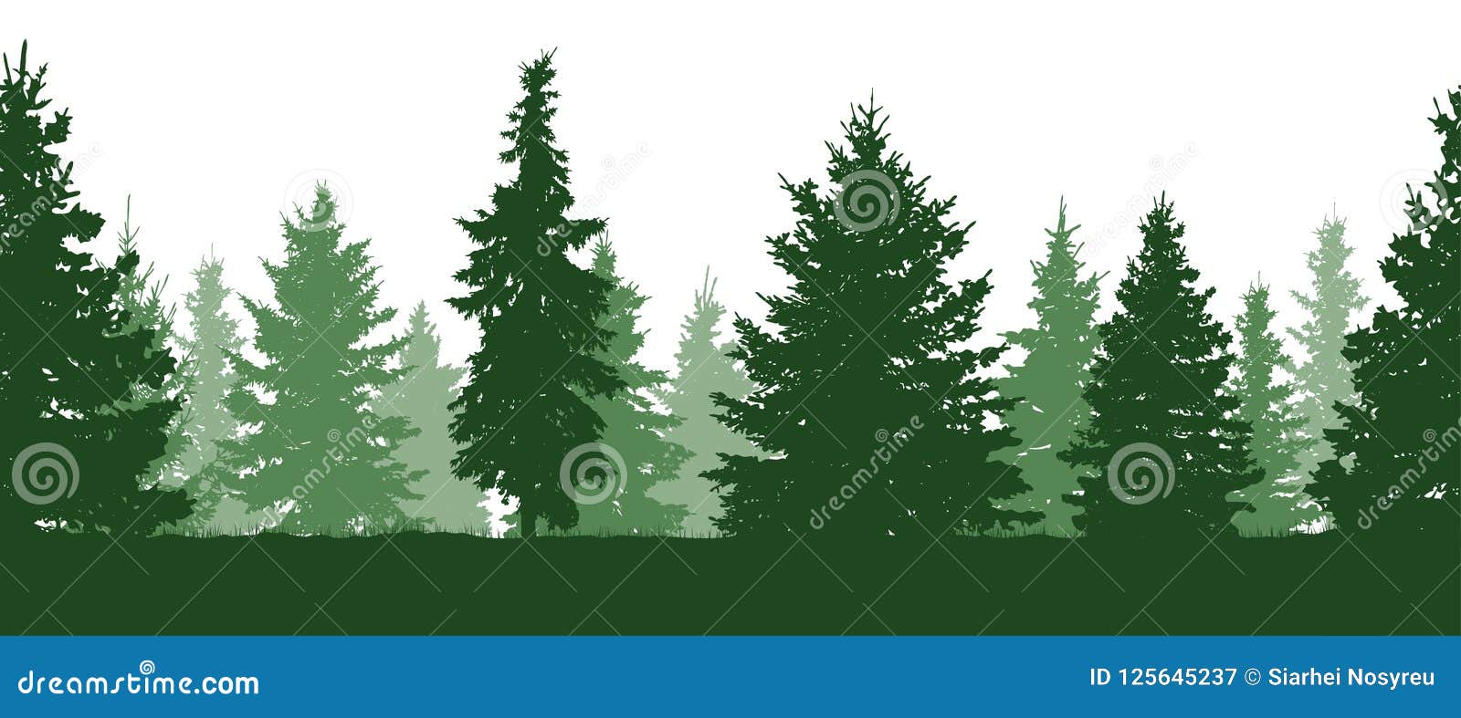 Seamless Pattern. Forest, Green Fir Trees Silhouette Stock Vector ...