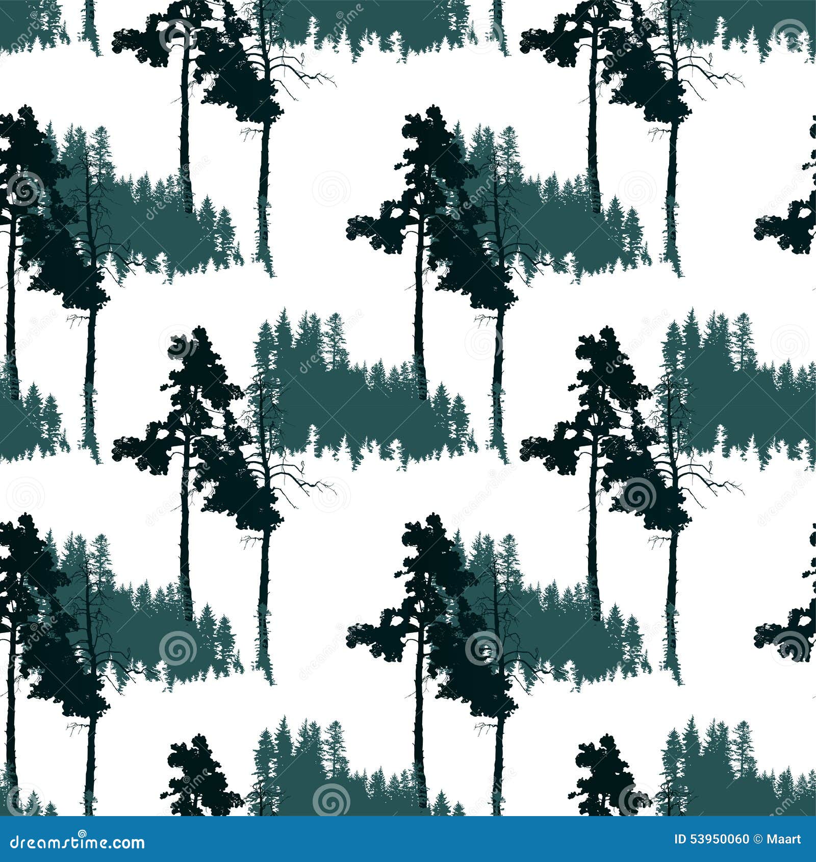 Seamless Pattern with Forest Landscape Stock Vector - Illustration of ...