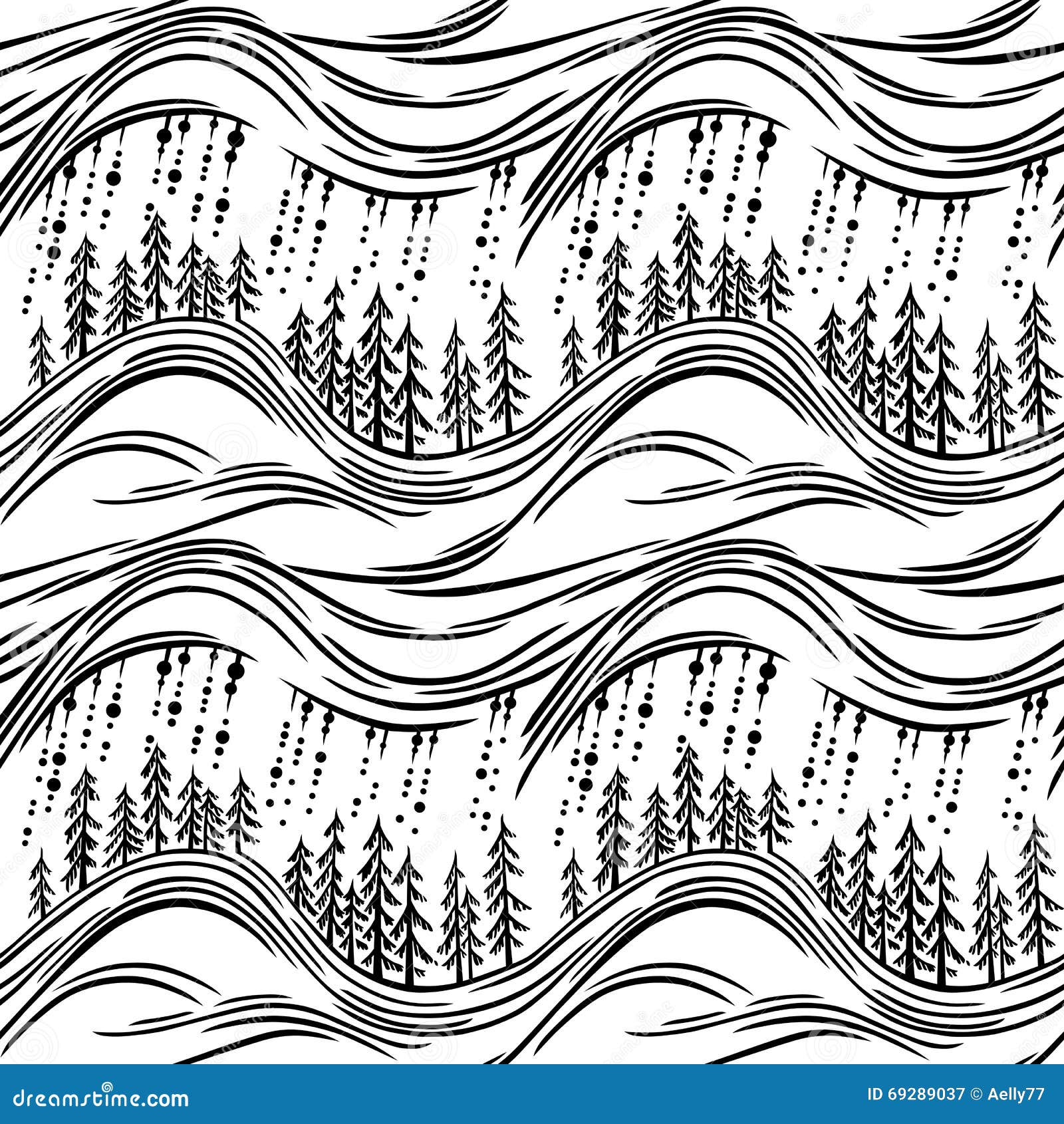 A Seamless Pattern with Forest. Stock Vector - Illustration of waves ...
