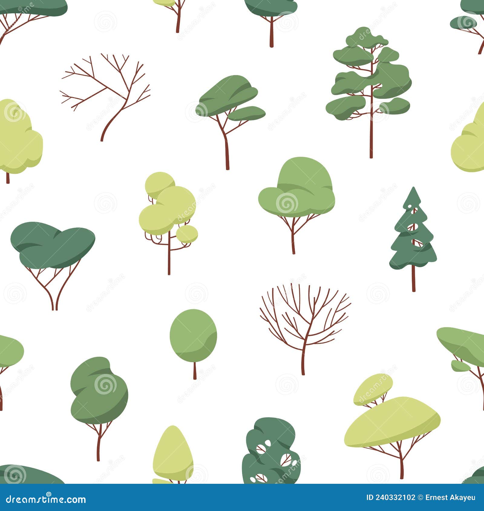Seamless Pattern with Forest Trees. Endless Background Design with Mix ...