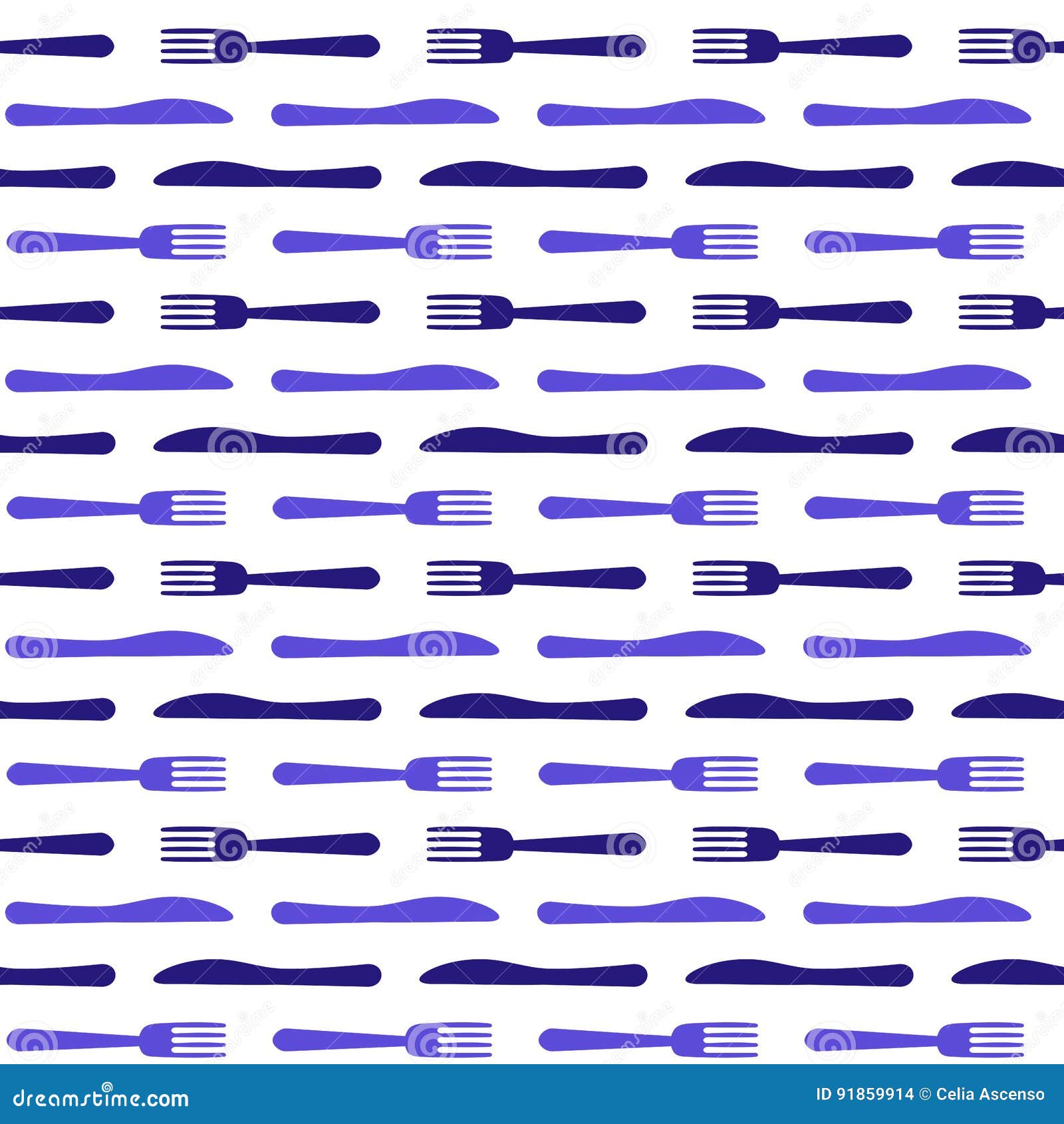 Seamless Pattern Forks Knifes Cutlery Stock Illustration - Illustration ...