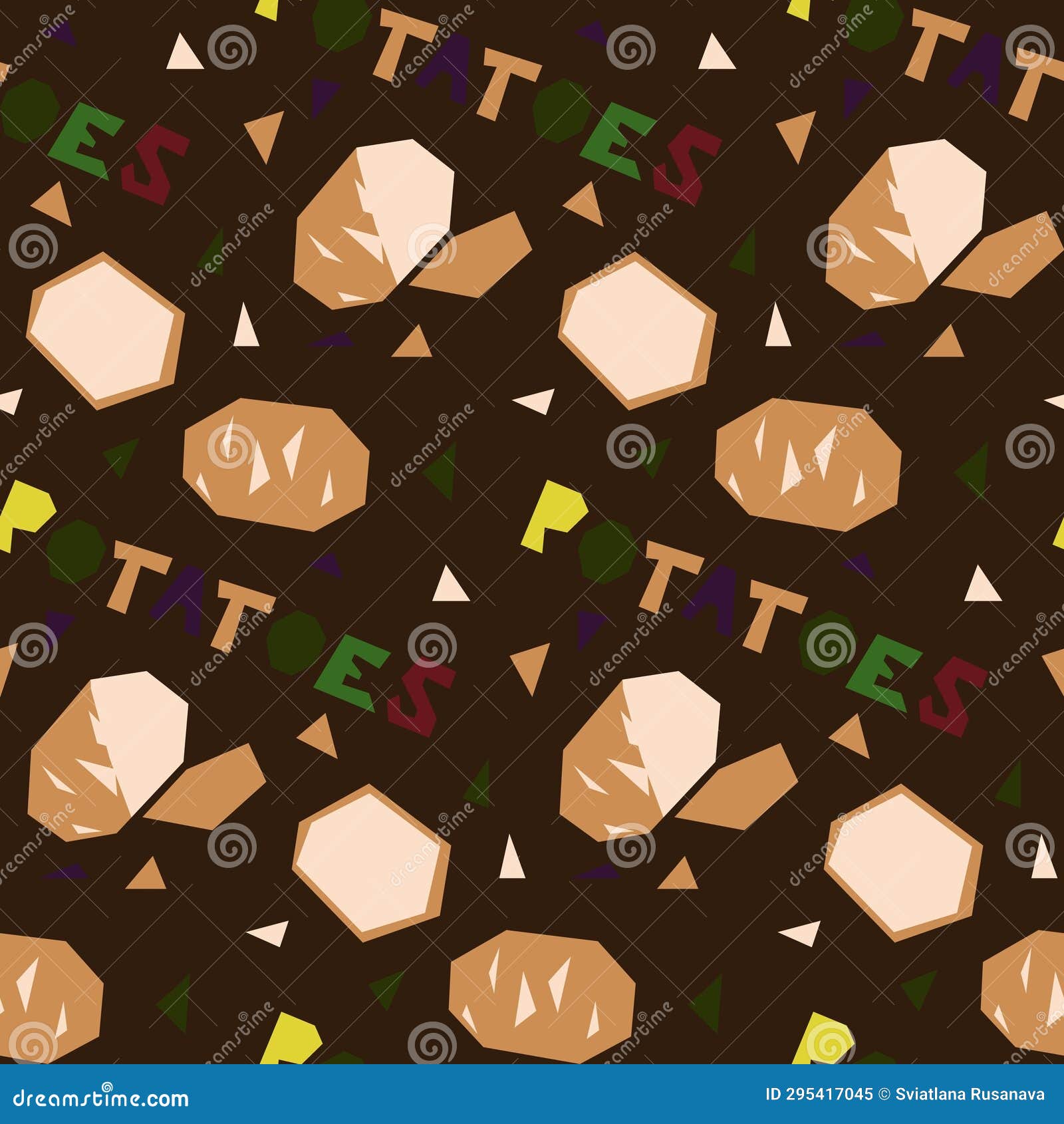 Seamless Pattern in the Form of a Geometric Potato, Hand-drawn, with an ...