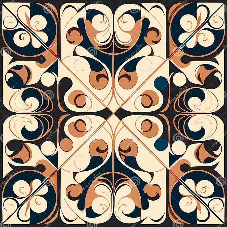 Seamless Pattern in the Form of a Square Tile with Decorative Elements ...