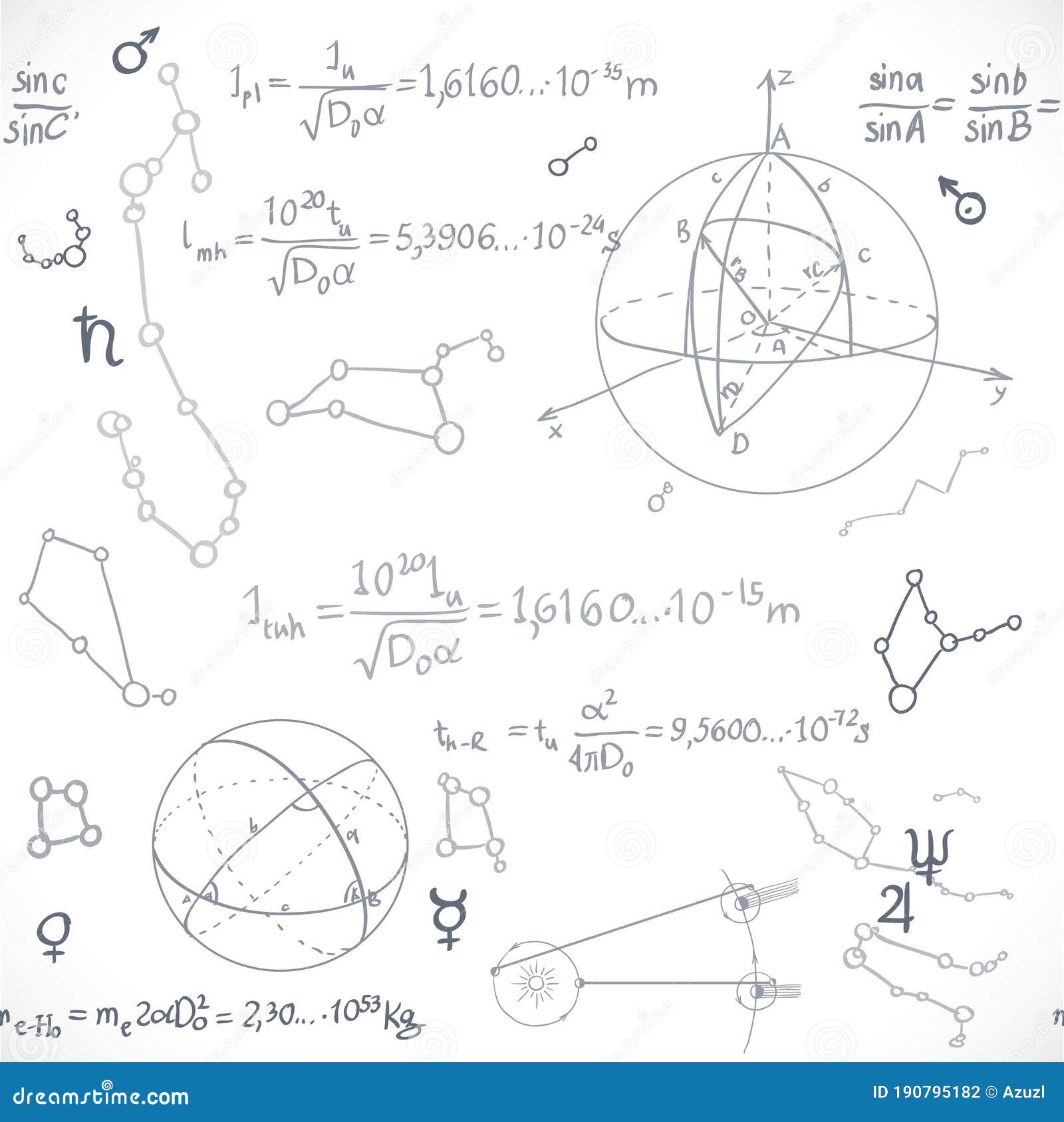 Seamless Pattern Of The Formulas On The Astronomy Stock Illustration ...