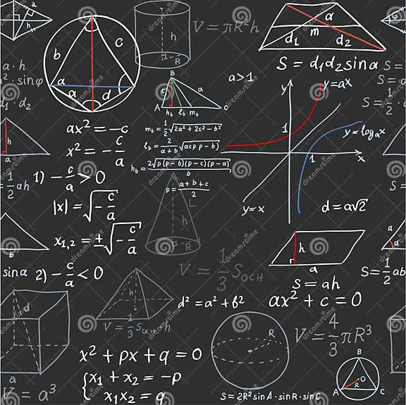 Seamless Pattern of the Formulas on the Geometry Stock Illustration ...