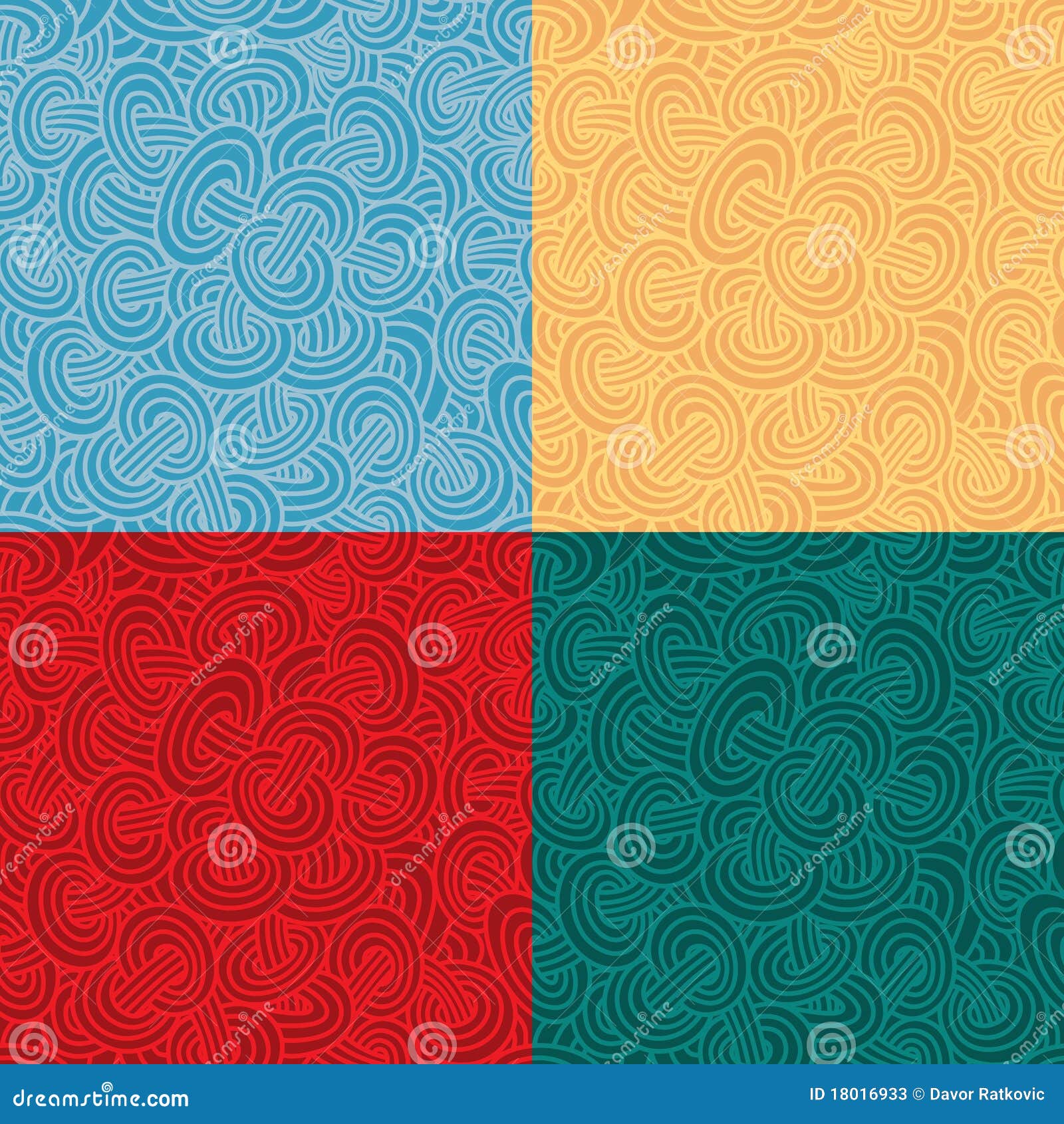 Seamless Pattern in Four Color Variations Stock Vector - Illustration ...