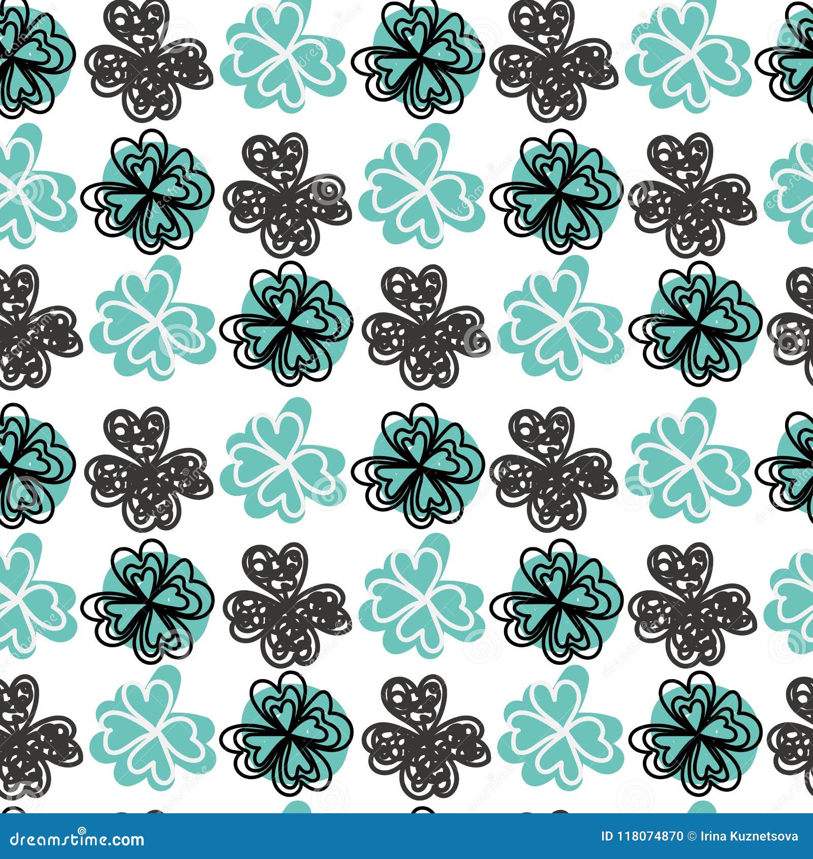 Seamless Pattern with Four-leaf Clover. Background with Scandinavian ...
