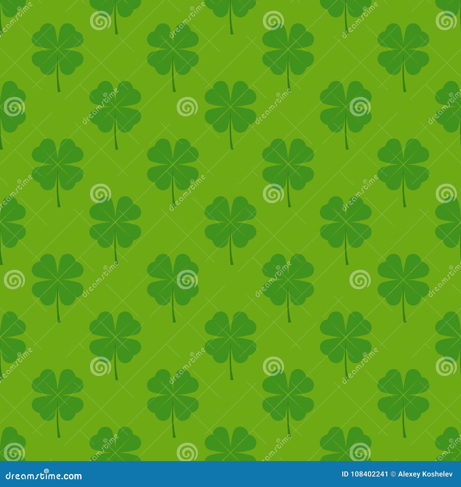 Seamless Pattern with Four Leaf Clover Stock Vector - Illustration of ...